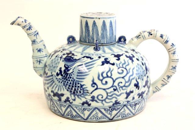 Ming style blue & white teapot