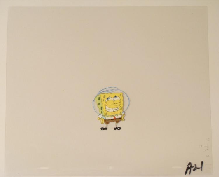 Fish Bowl Original Animation Art SpongeBob Cel Smile
