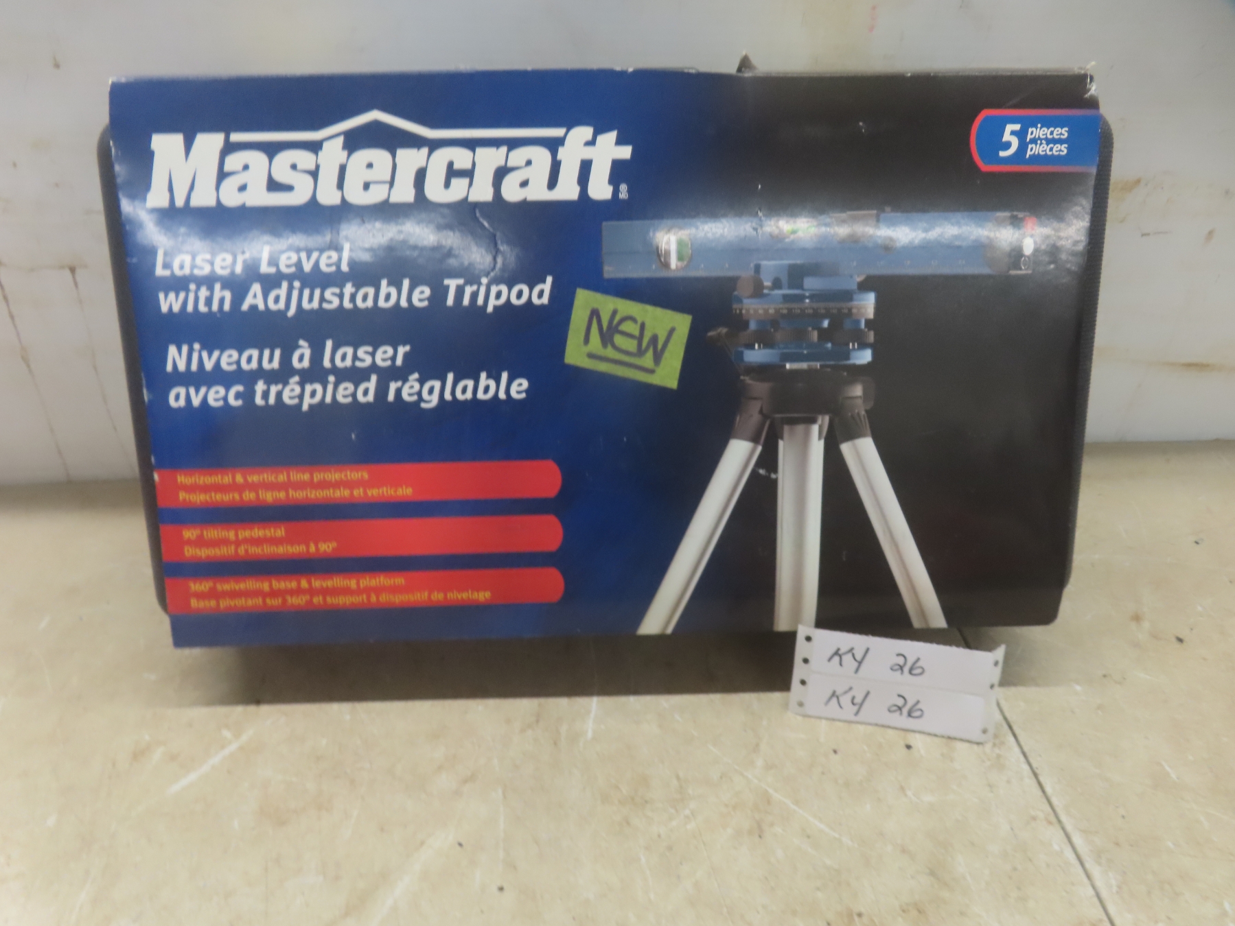 New Mastercraft Laser Level With Adjustable Tripod