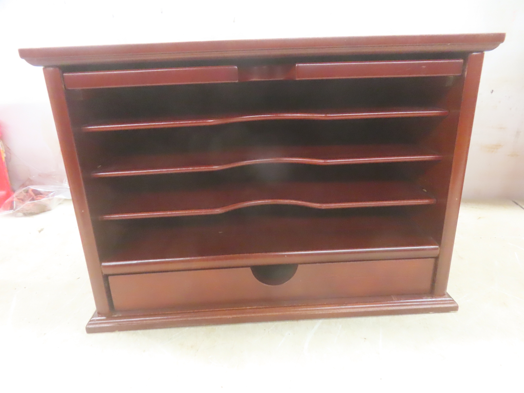 Solid Wood Desktop Organizer With Shelves, Drawer, and Sliding Cover ...