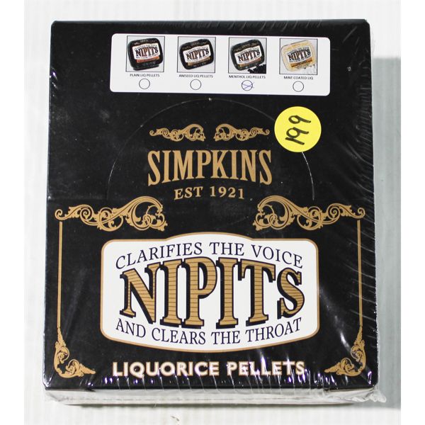 18 X 12g Tins Simpkins Nipits Menthol Liquorice Pellets
