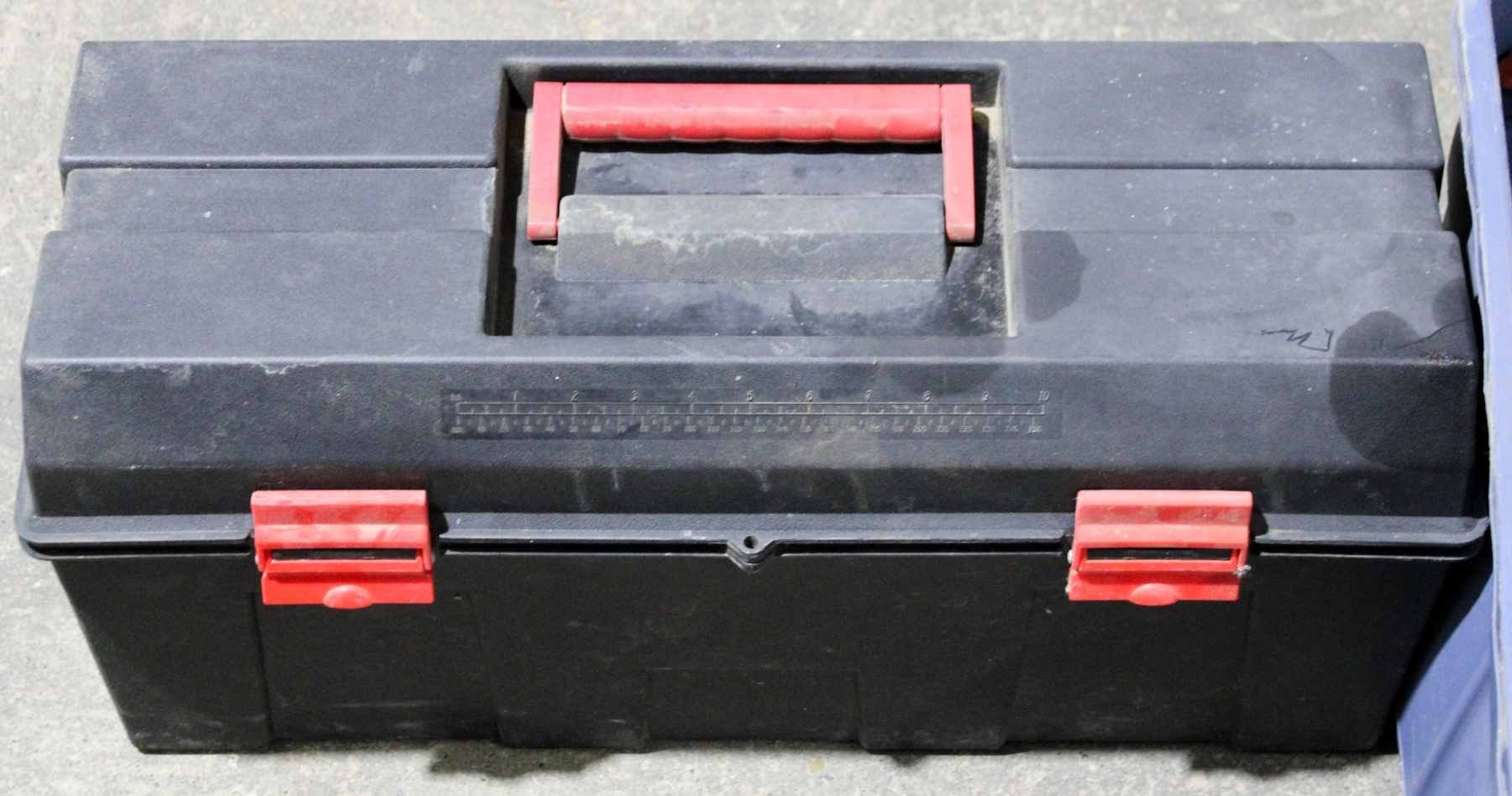 TOOL BOX & TOTE W/ ASSORT. TOOLS & SCRAP METAL