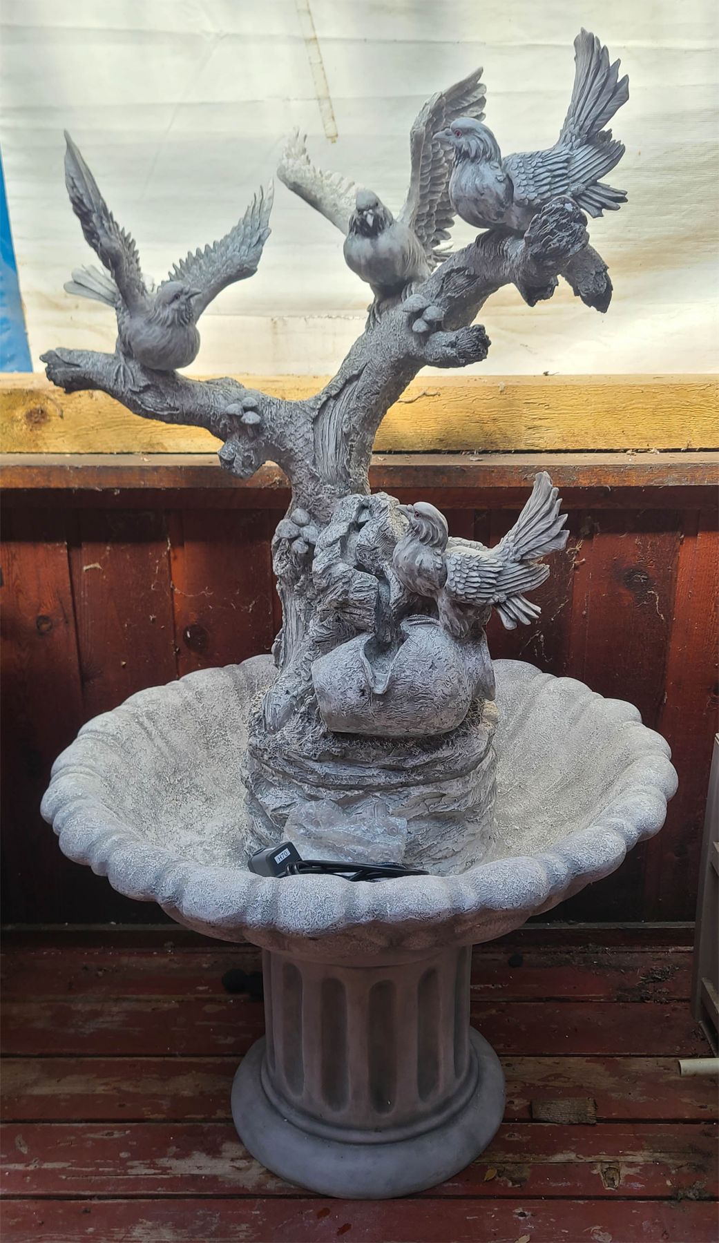 NEW LARGE RESIN PEDESTAL BIRD BATH WATERFALL