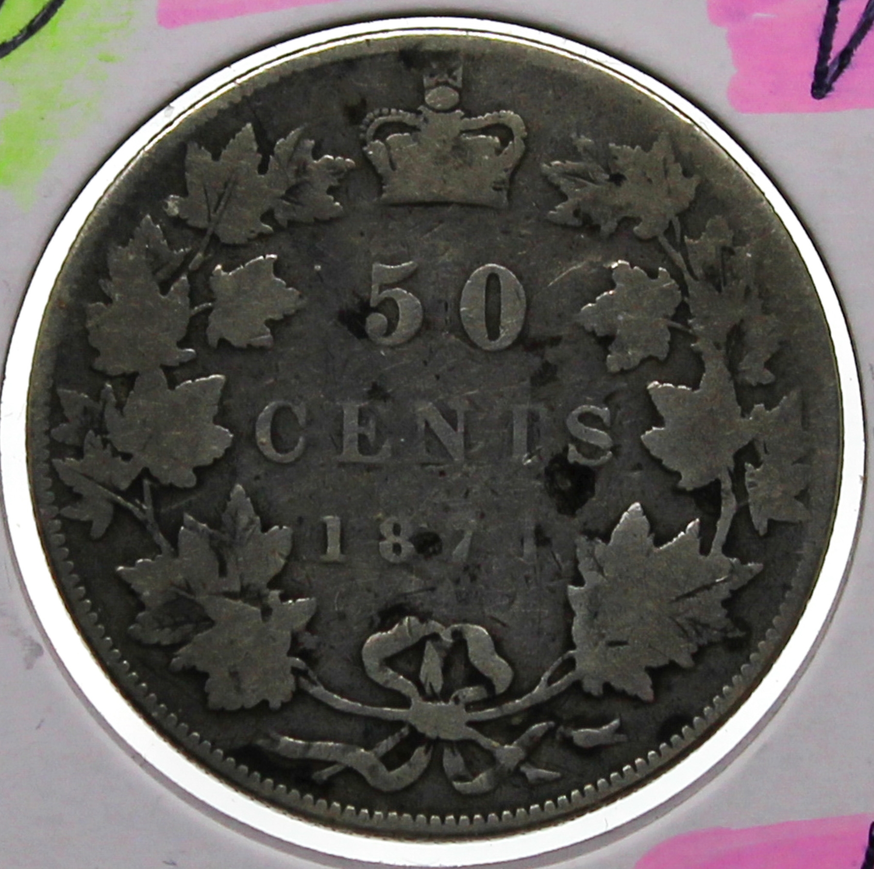 1871 VG EX CANADIAN SILVER 50 CENT COIN