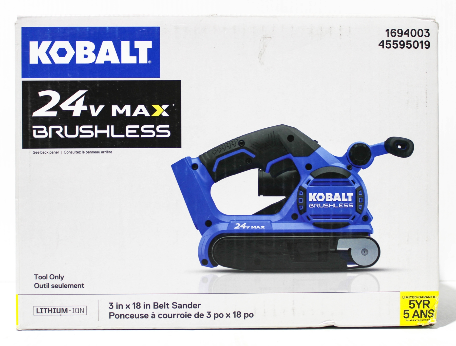NEW 24-V KOBALT CORDLESS 3" x 18" BELT SANDER