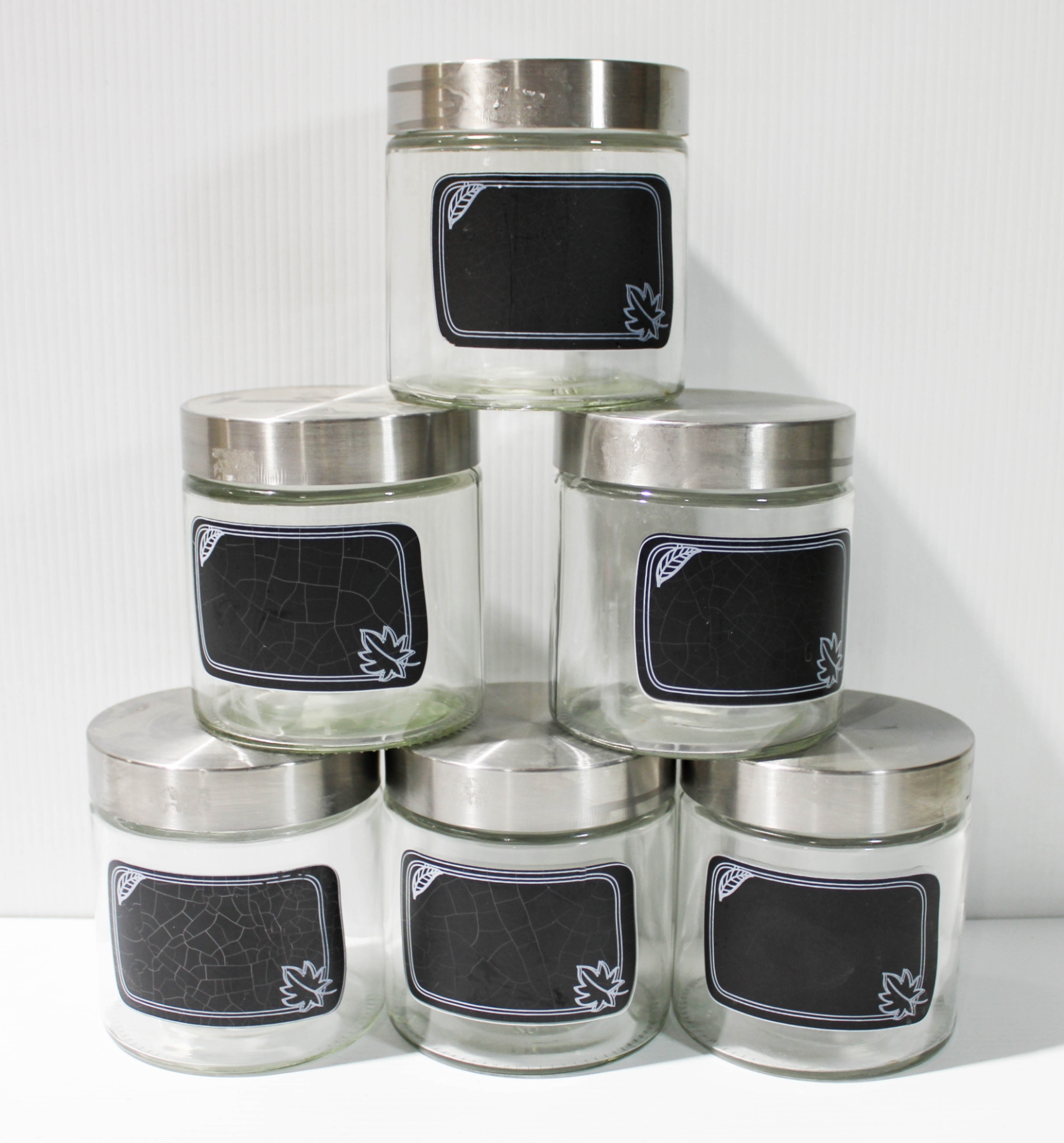 6 GLASS STORAGE CONTAINERS W/ LIDS