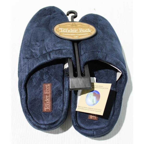 NEW MEN'S TENDER FEET MEMORY FOAM SLIPPERS - LRG