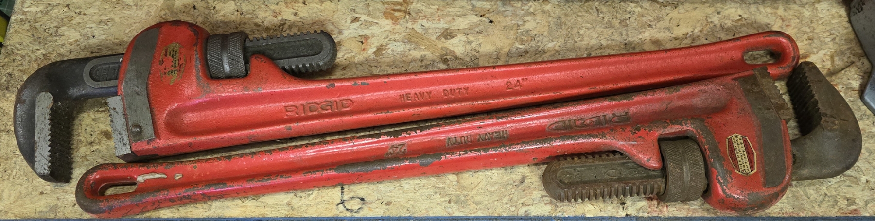 TWO RIDGID 24" PIPE WRENCHES