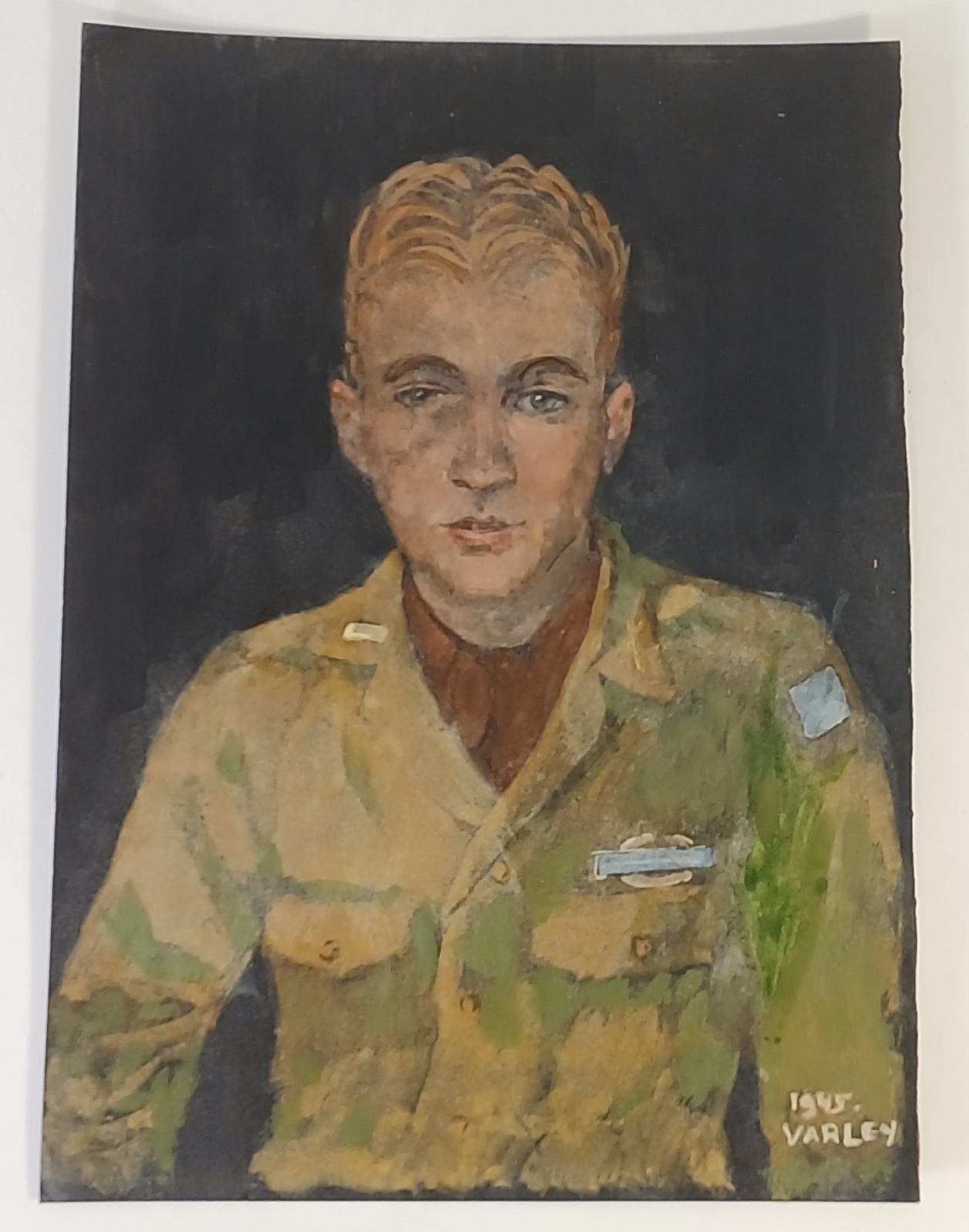 1945 SOLDIER PORTRAIT BY VARLEY - ACRYLIC ON PAPER - Kidd Family Auctions