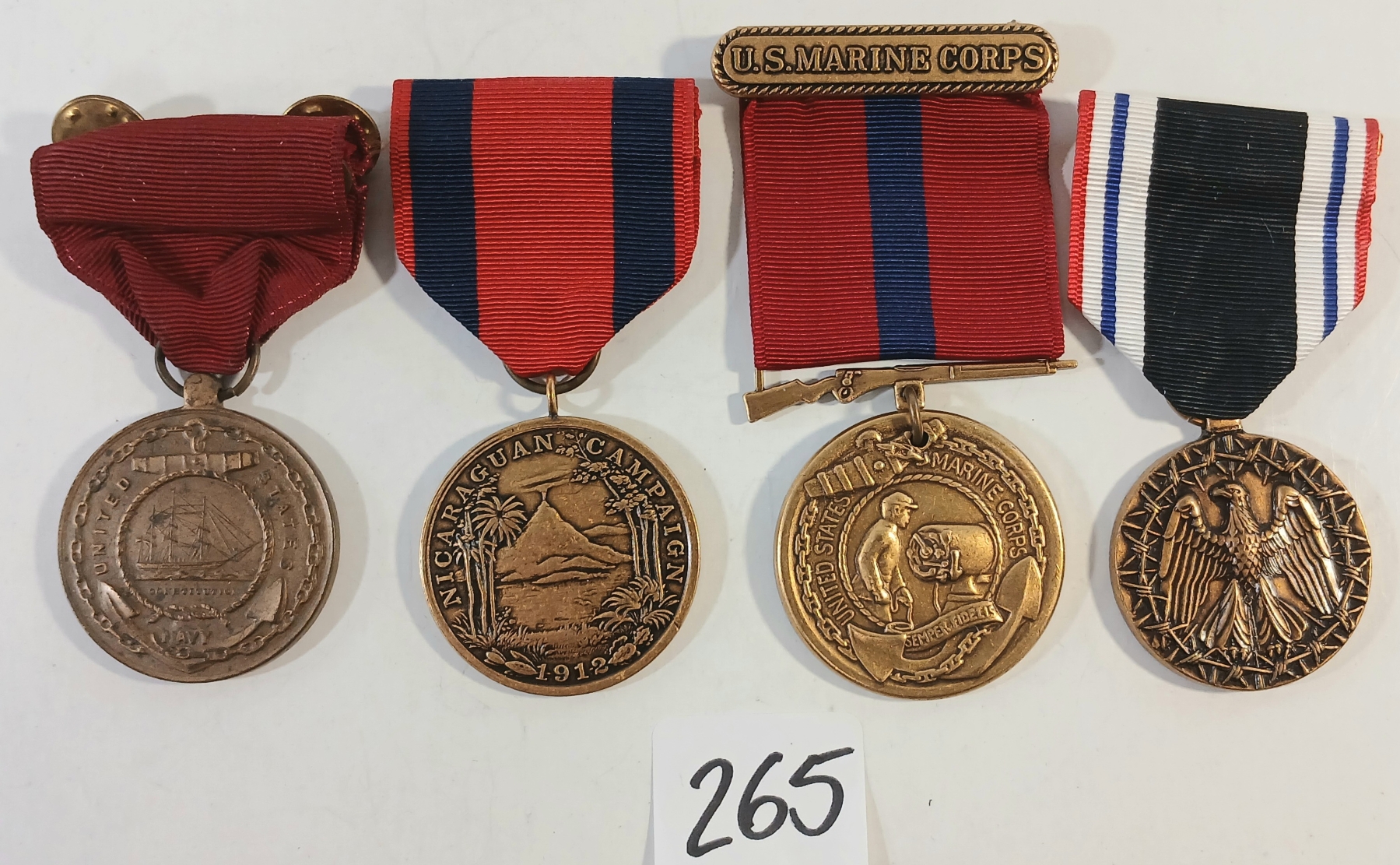 LOT OF 4 - U.S. NAVY, MARINE CORPS, NICARAGUAN CAMPAIGN & PRISONER OF ...
