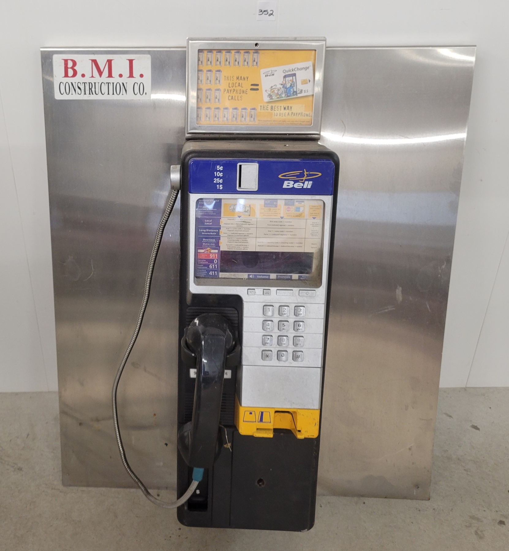 BELL/NORTHERN TELECOM PAYPHONE, MOUNTED ON STAINLESS STEEL PANEL - Kidd ...