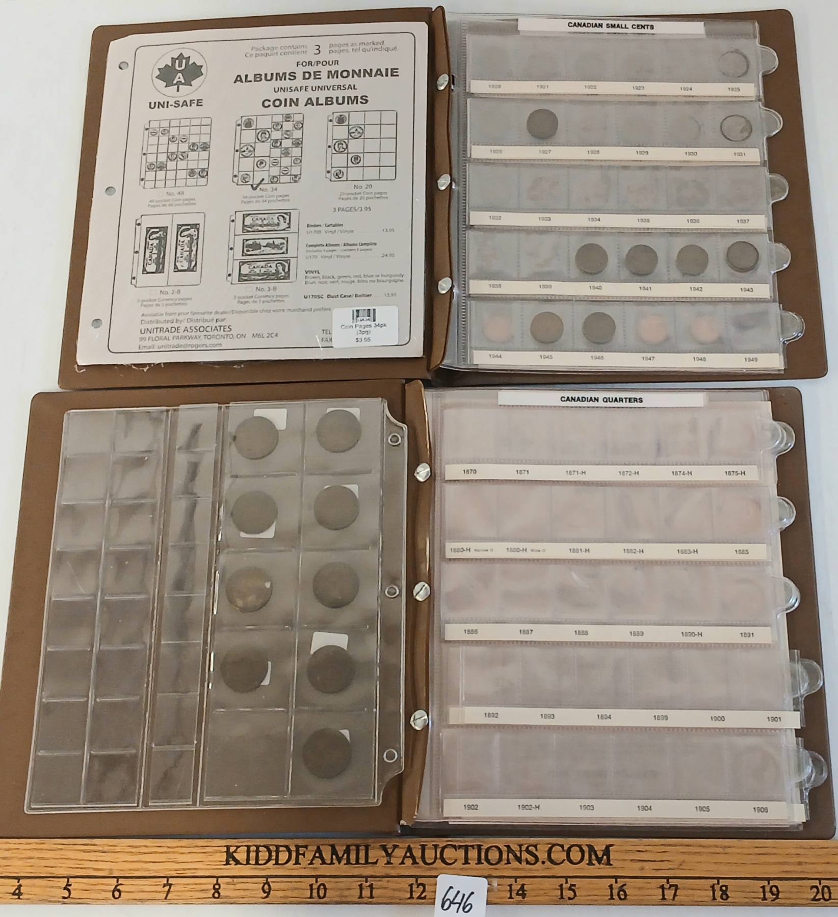 JOB LOT - 1912-1978 CDN 1 CENT COINS, COLLECTOR ALBUMS & SLEEVES - Kidd ...
