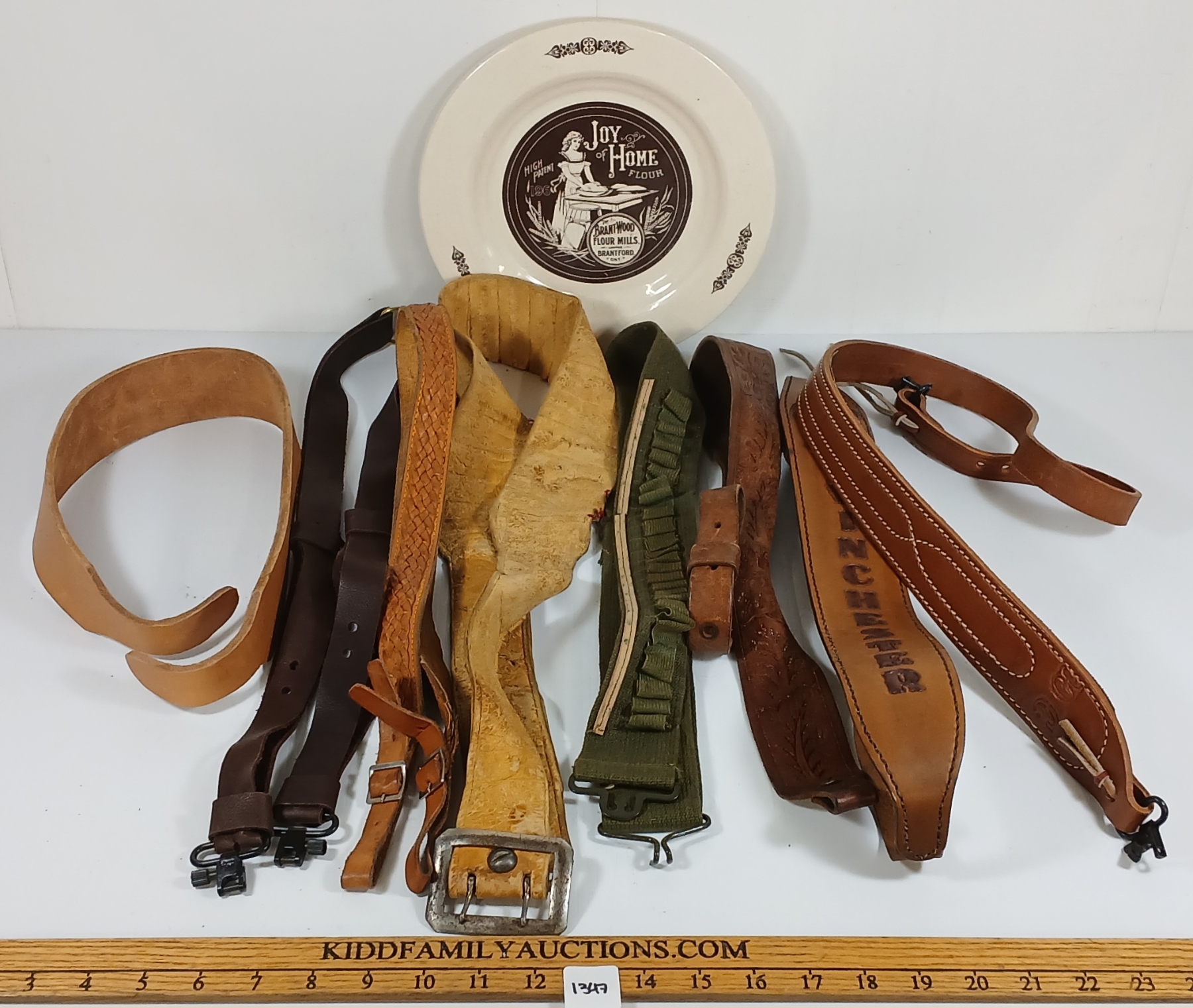 JOB LOT - LEATHER SLINGS, MARBLES SAFETY AXE PISTOL KIT, PAIR OF FUR ...