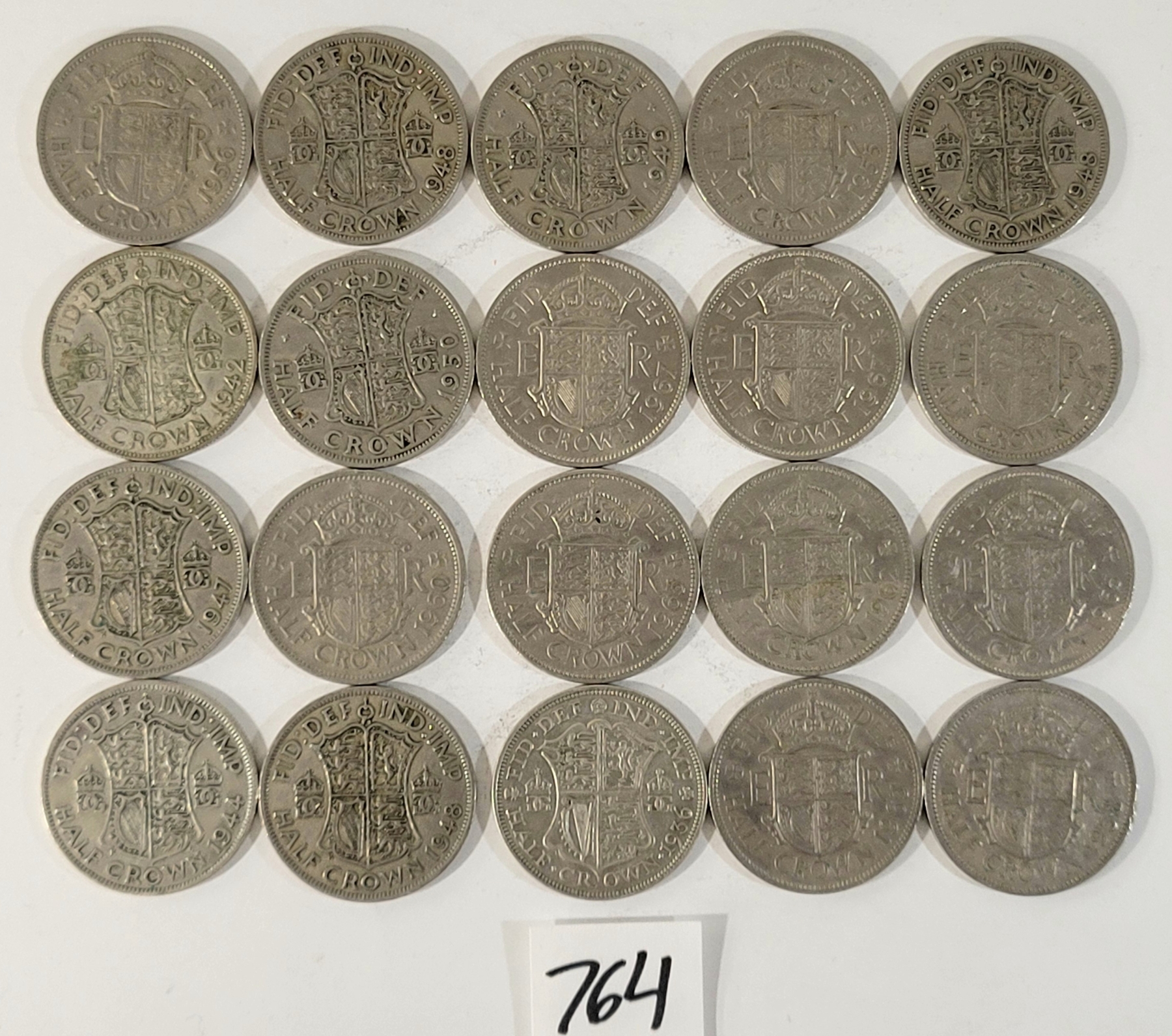 LOT OF 20 - 1942-1967 BRITISH HALF CROWN COINS - Kidd Family Auctions