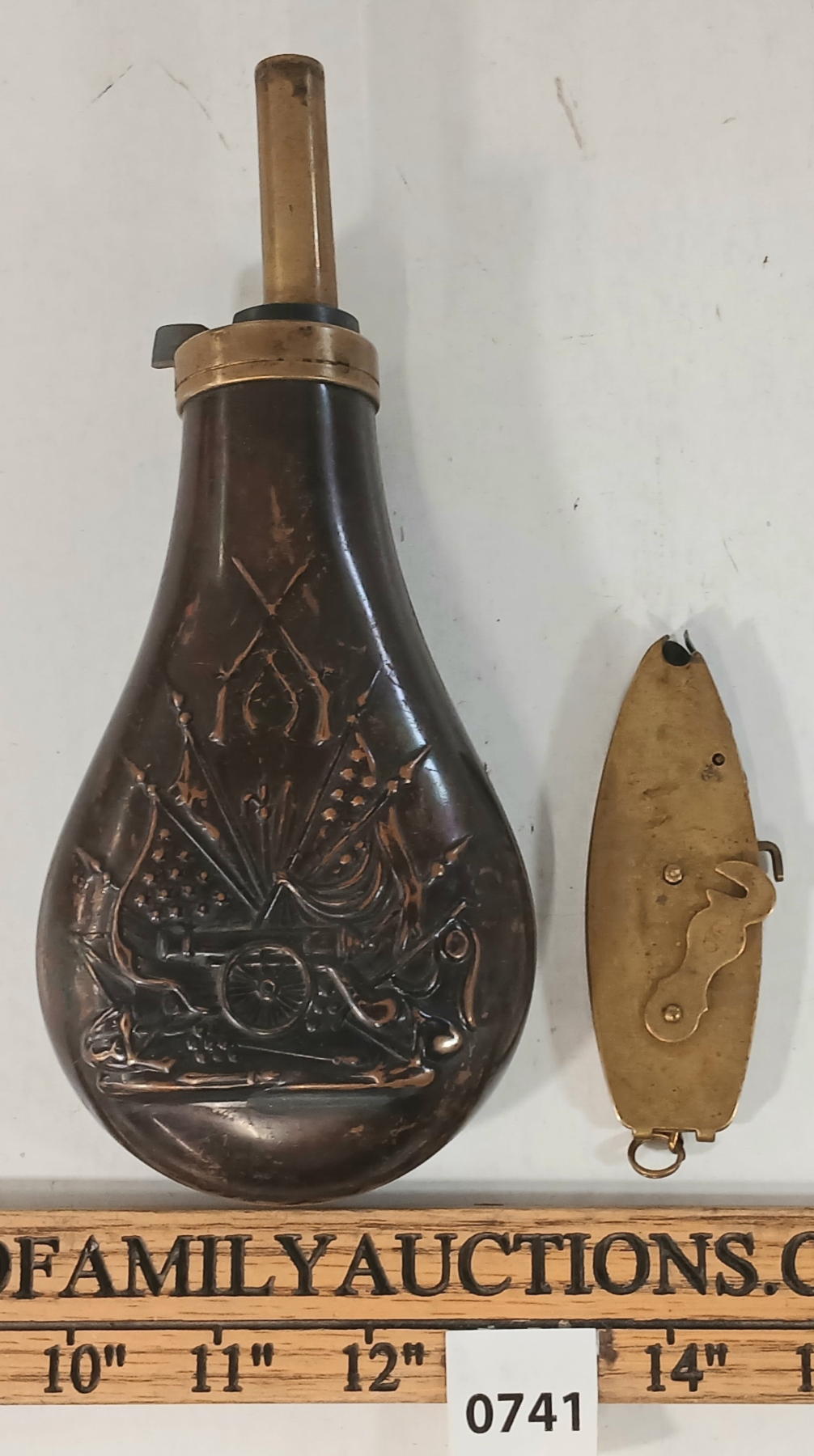 LOT OF 2 - TED CASH BRASS MUZZLELOADER CAPPER & POWDER FLASK - Kidd ...