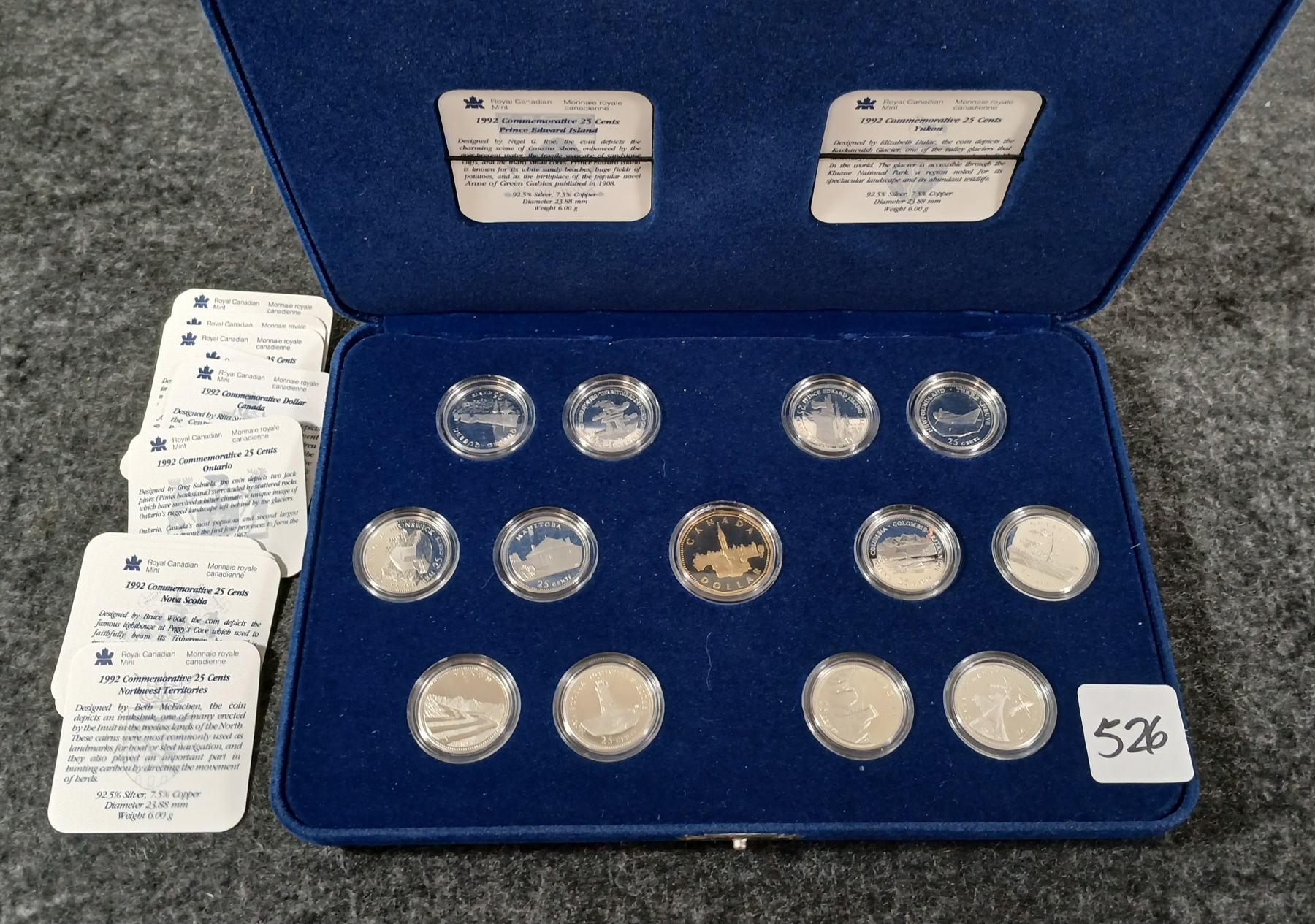 1992 RCM CDN 125TH ANNIVERSARY COMMEMORATIVE DOLLAR & 25 CENTS SET ...