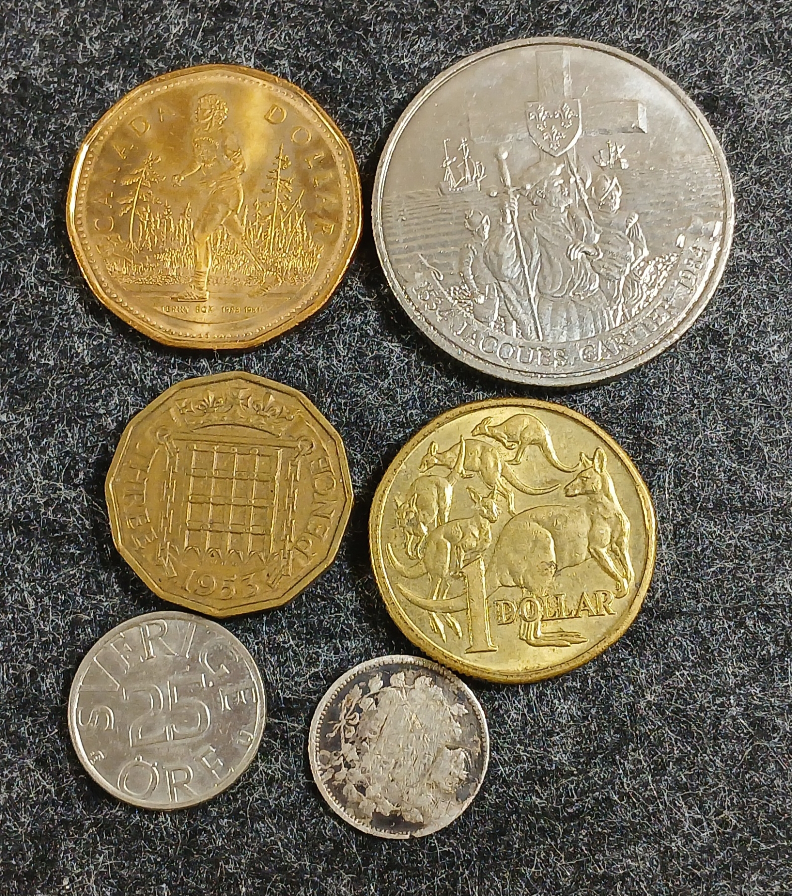 JOB LOT - CDN & WORLD COINS - INCL DOLLARS, 5. 25 CENTS, ETC