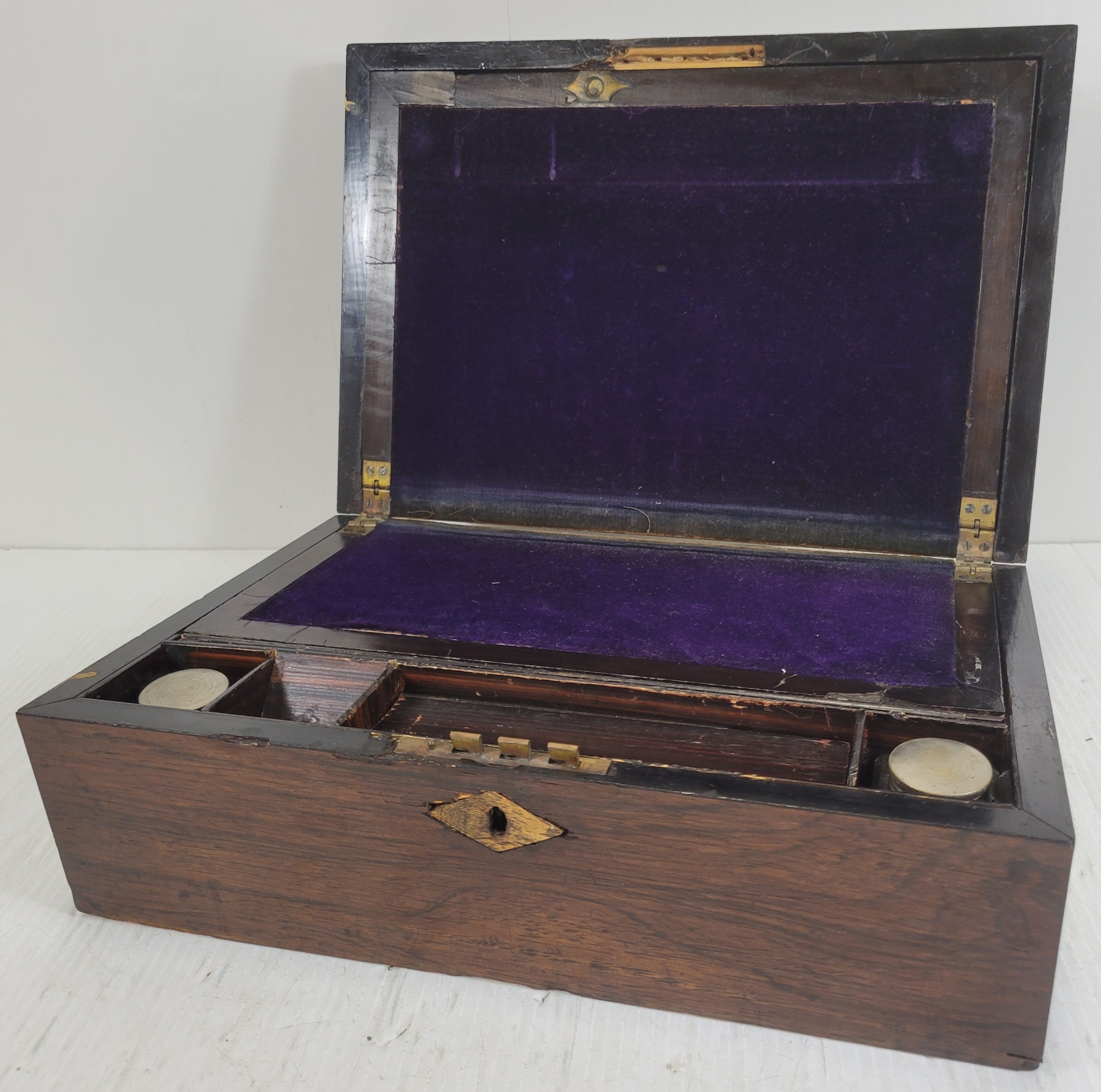 LADIES TRAVEL WRITING DESK W/ INLAID MOTHER OF PEARL - Kidd Family Auctions
