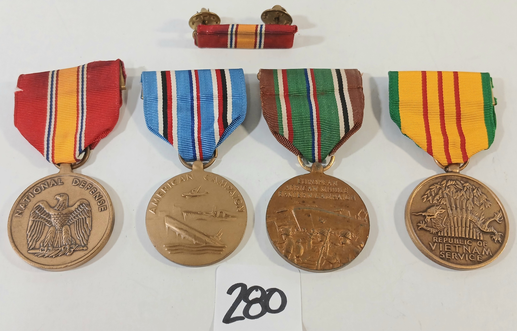 LOT OF 4 - U.S. AMERICAN CAMPAIGN, E.A.M.E. CAMPAIGN, VIETNAM SERVICE ...