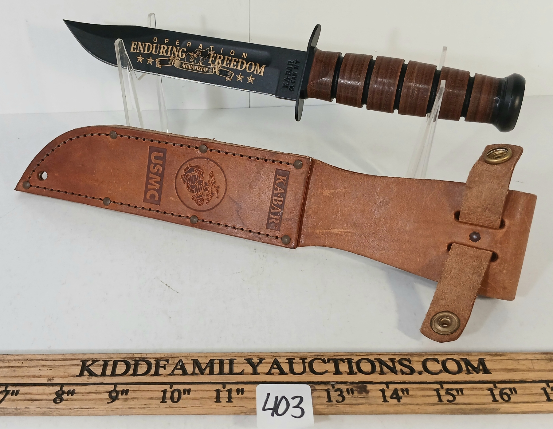 USMC "OPERATION ENDURING FREEDOM AFGHANISTAN" KA-BAR KNIFE W/ SHEATH