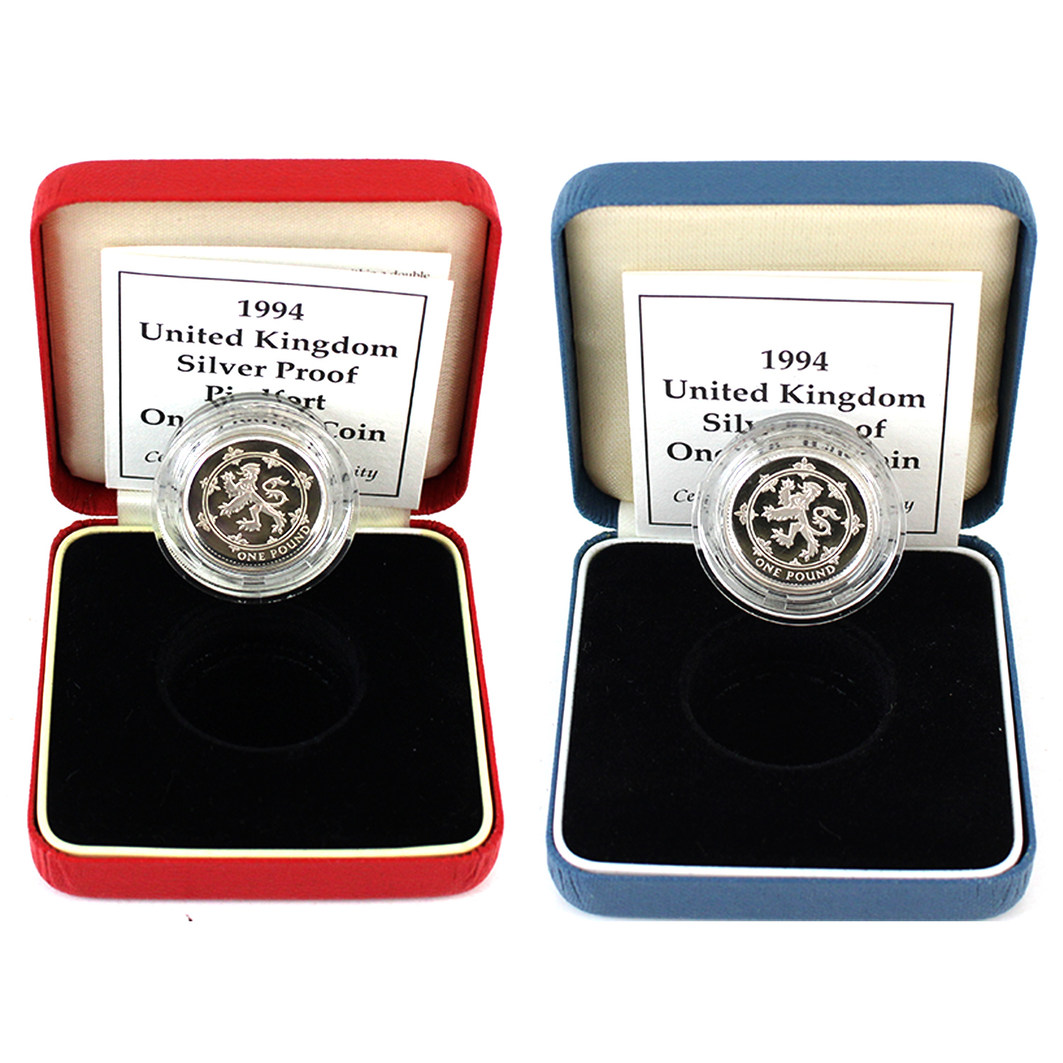Great Britain 1994 Silver Proof Piedfort One Pound Coin. 2pcs.