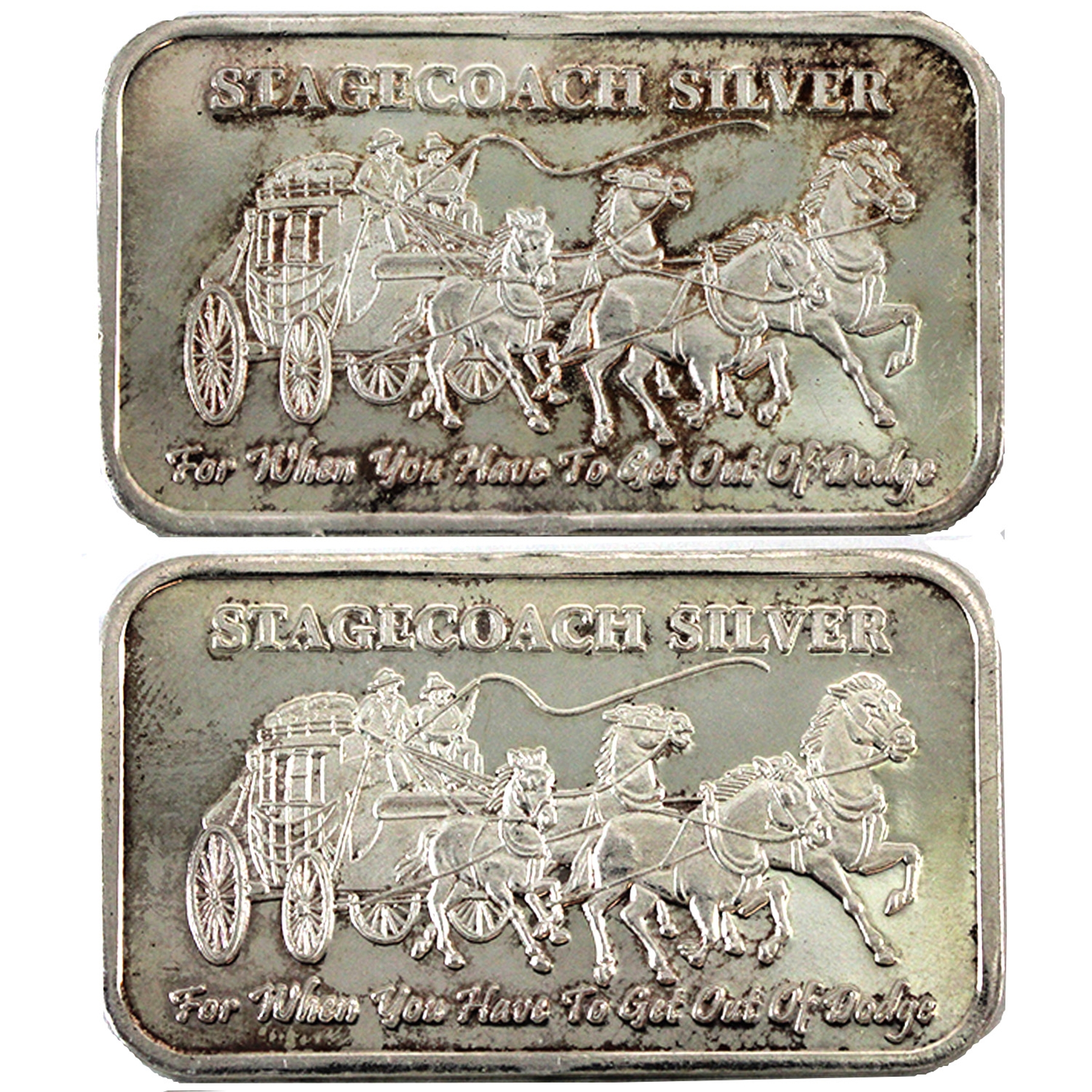 2x 1oz Stagecoach Silver Vintage Divisible .999 Silver Bars. 2pcs. (Tax ...