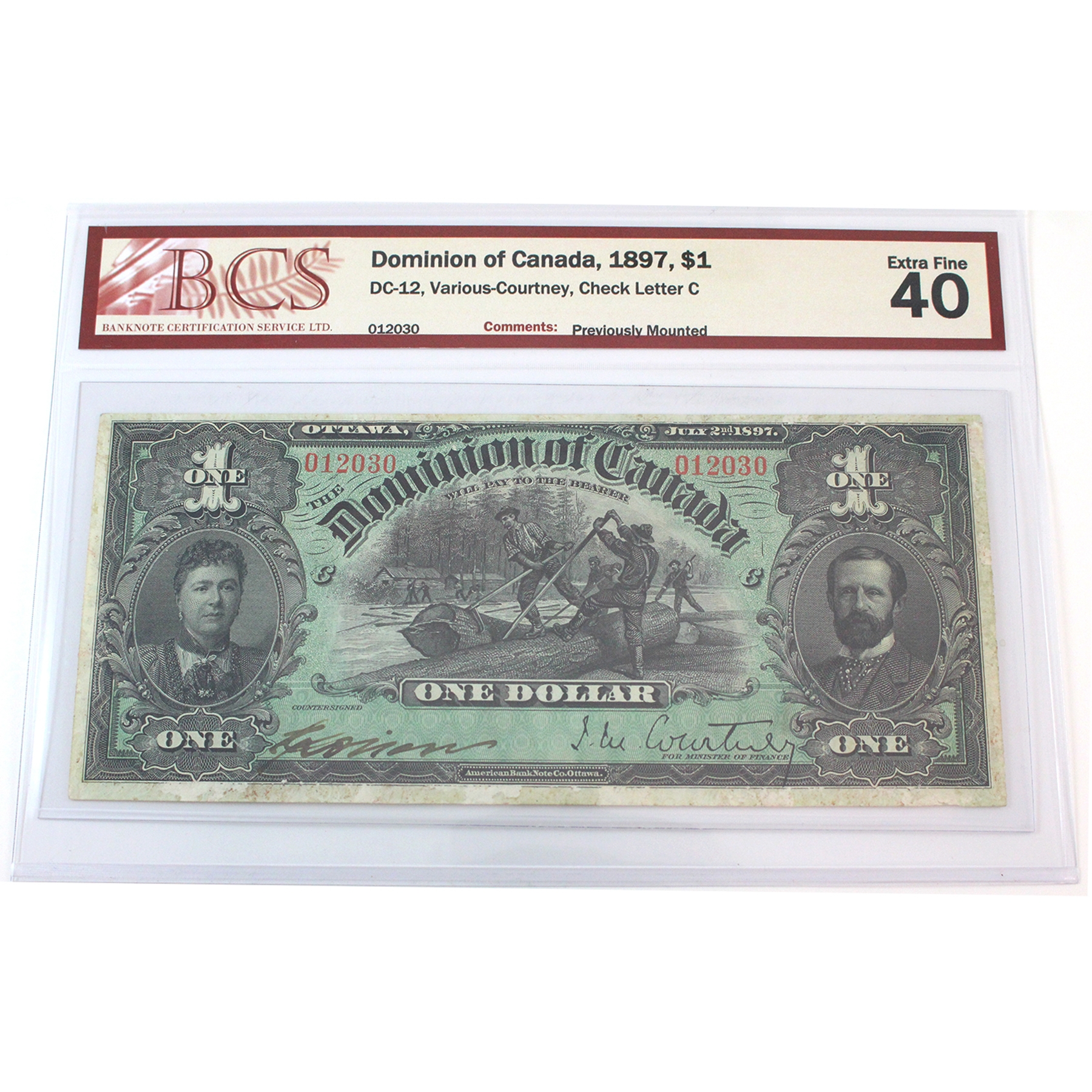 DC-12 1897 $1 BCS EF40 Various-Courtney Check Letter C SN: 012030