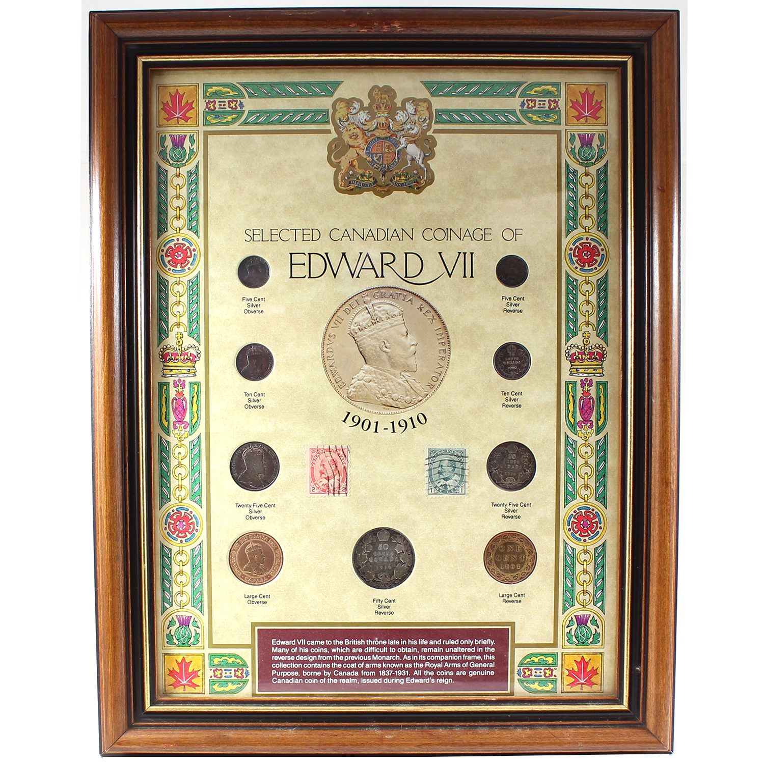 Selected Canadian Coinage of King Edward VII 9-Coin Set w/ 2 Stamps in ...