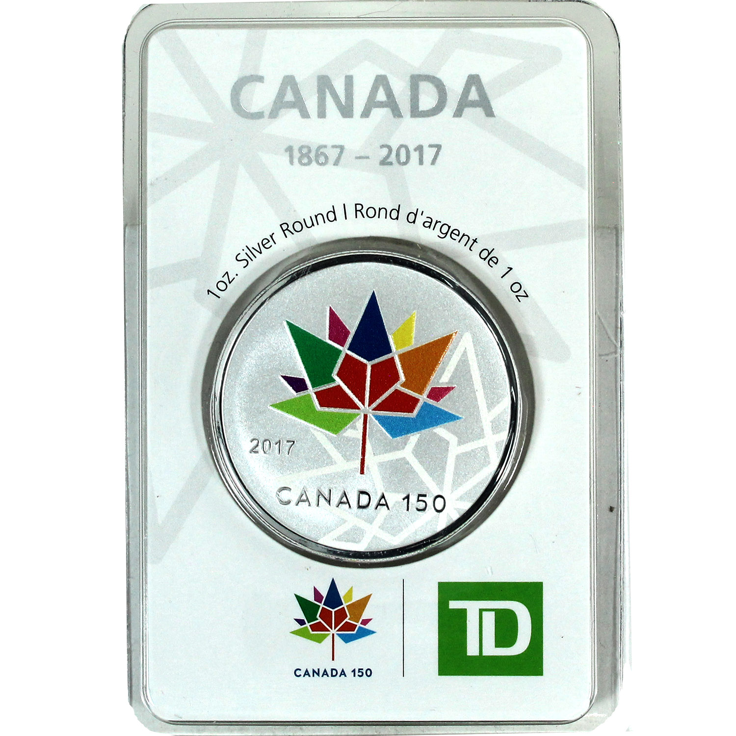 Scarce! 1867-2017 Canada 150 TD Bank 1oz .999 Fine Silver Coloured ...