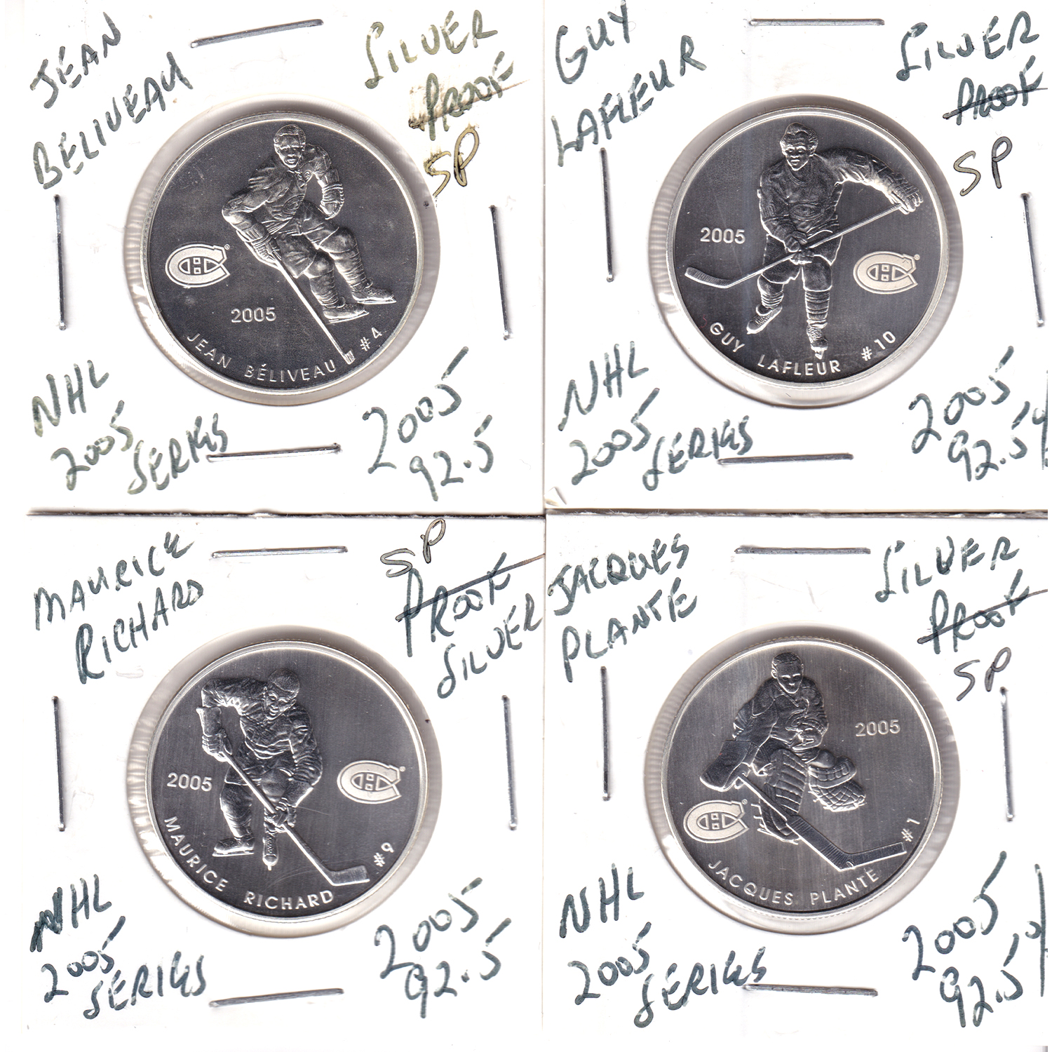 50-cent Sterling Silver NHL 2005 Series SP Coins. 4pcs.