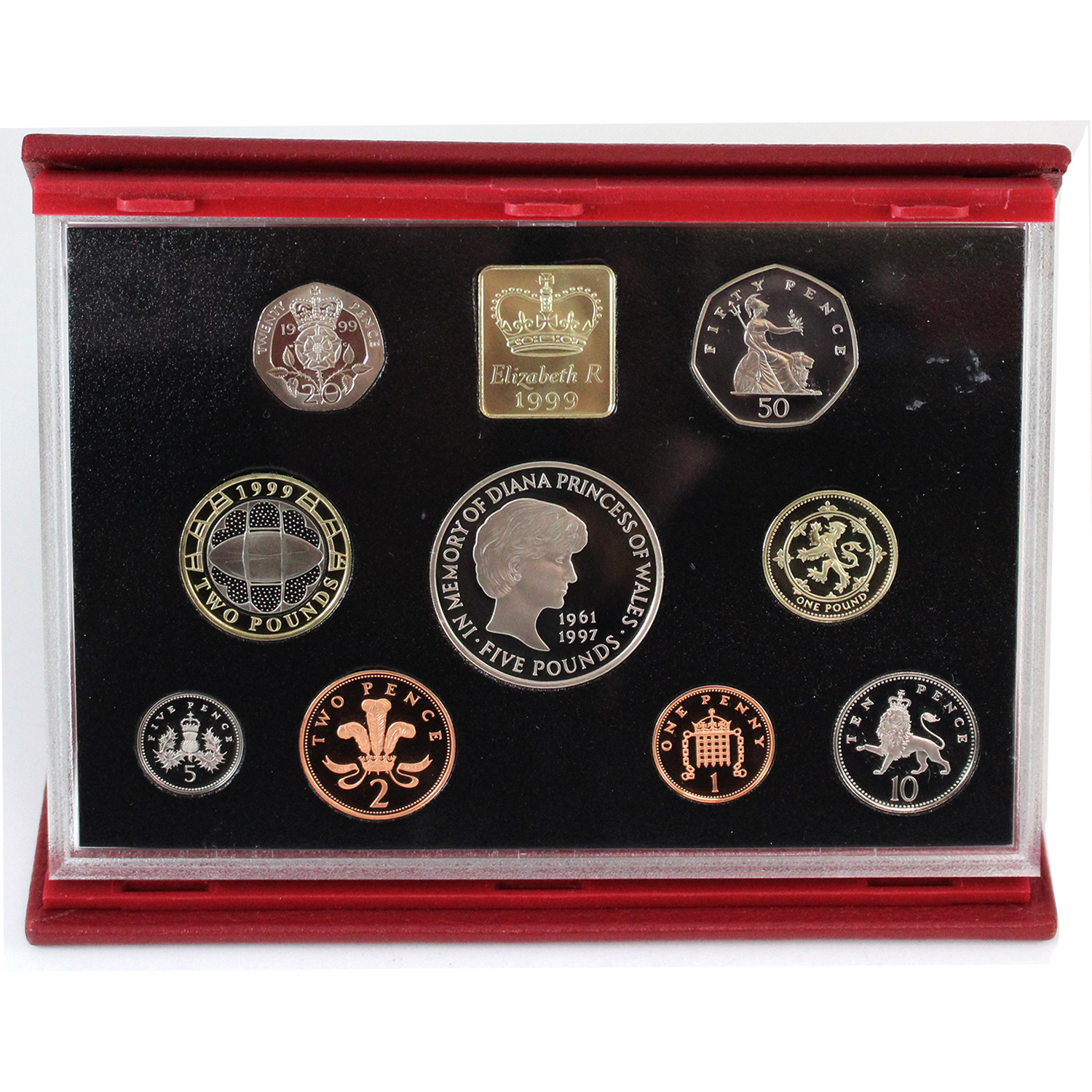 Great Britain 1999 Deluxe 9-coin Proof Set w/ COA, Leather Case & Booklet