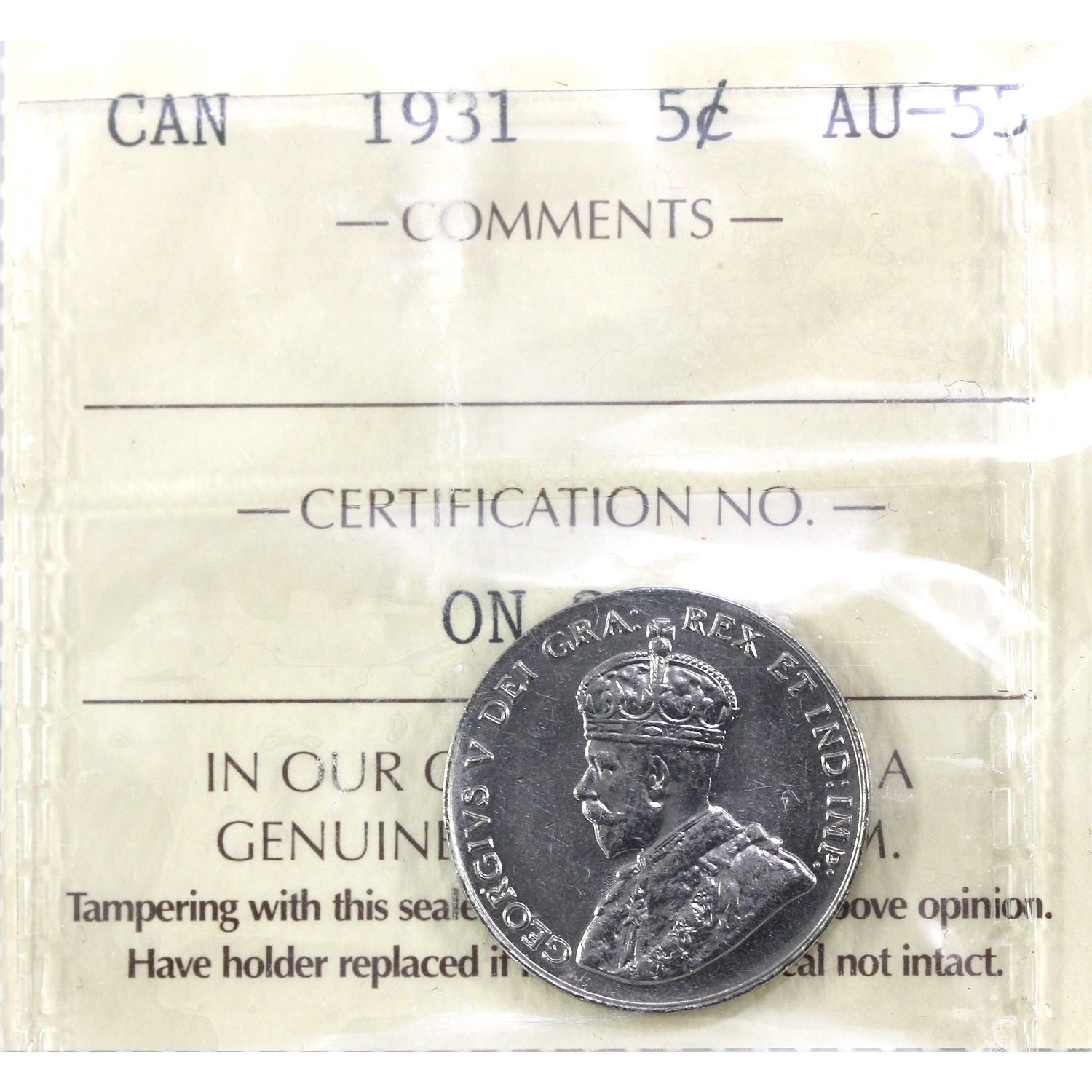 5-cent 1931 ICCS AU55