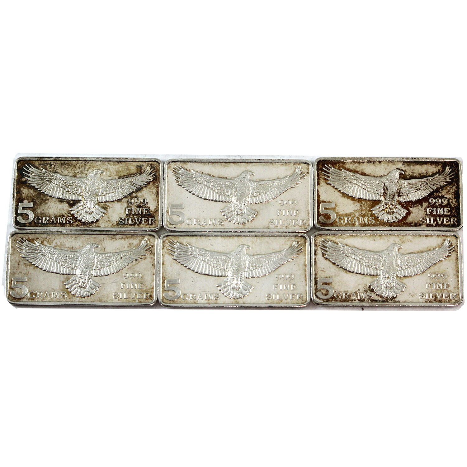 5g Monarch Eagle .999 Silver Bars. 5pcs. (Tax Exempt)