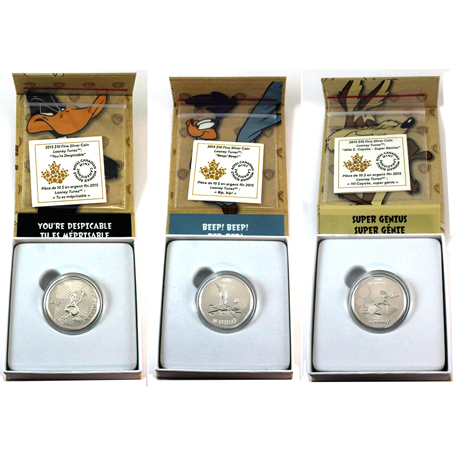 2015 $10 Looney Tunes: Roadrunner, Daffy Duck & Wile E. Coyote 1/2oz ...