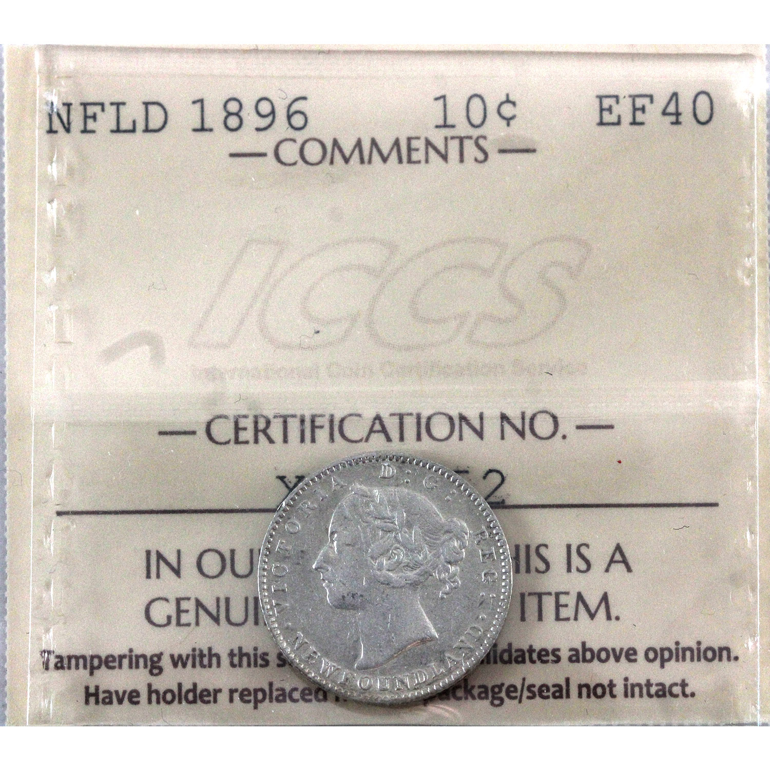 Newfoundland 10-cent 1896 ICCS EF40