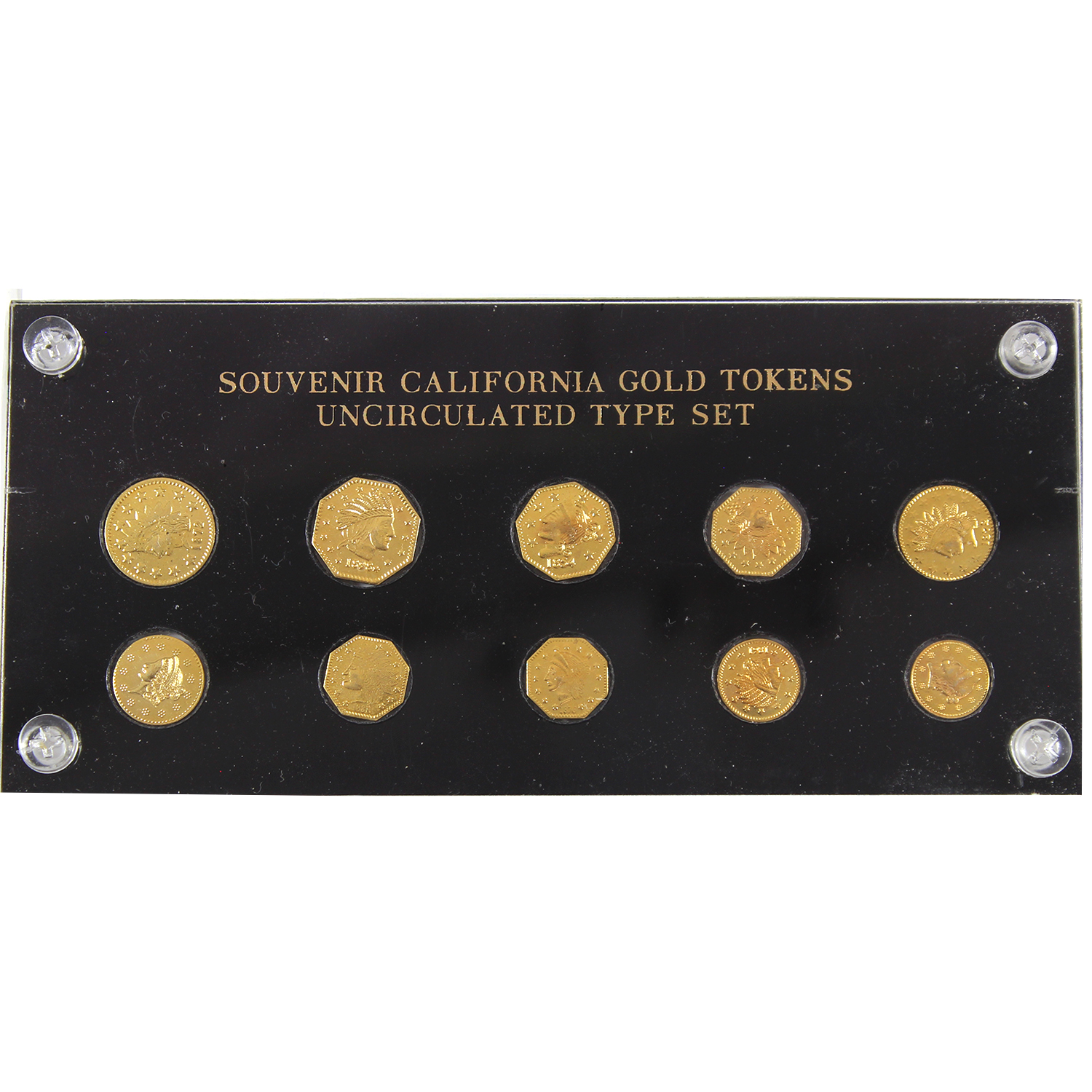 Souvenir California Gold Tokens Uncirculated Type Set in Holder