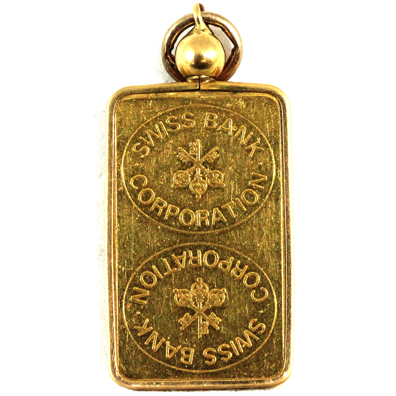 Vintage Swiss Bank Corporation 5g .9999 Fine Gold Bar in 18K Gold Bezel ...