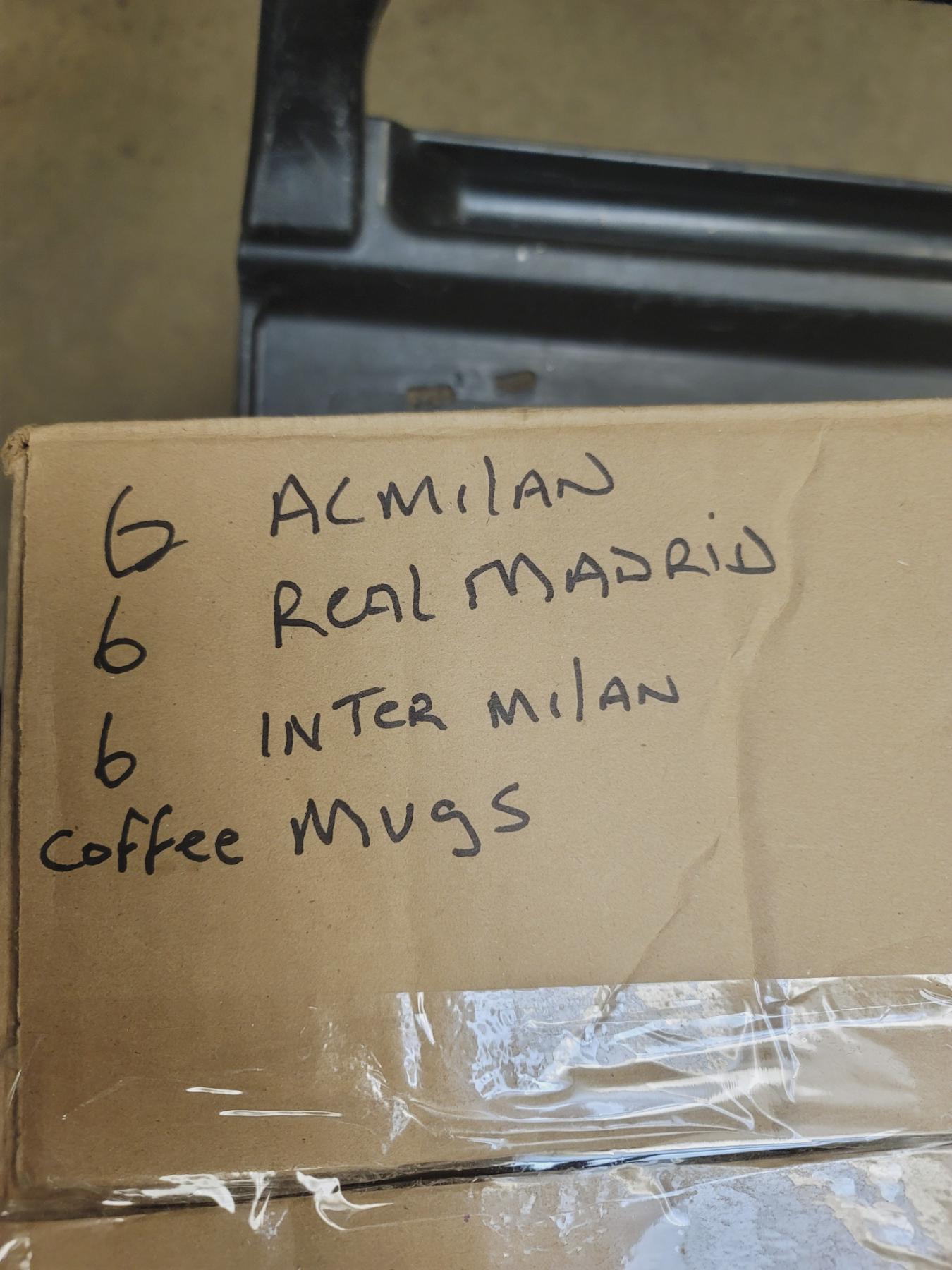 6 Real Madrid, 6 AC Milan & 6 Inter Milan Coffee Mugs in Boxes
