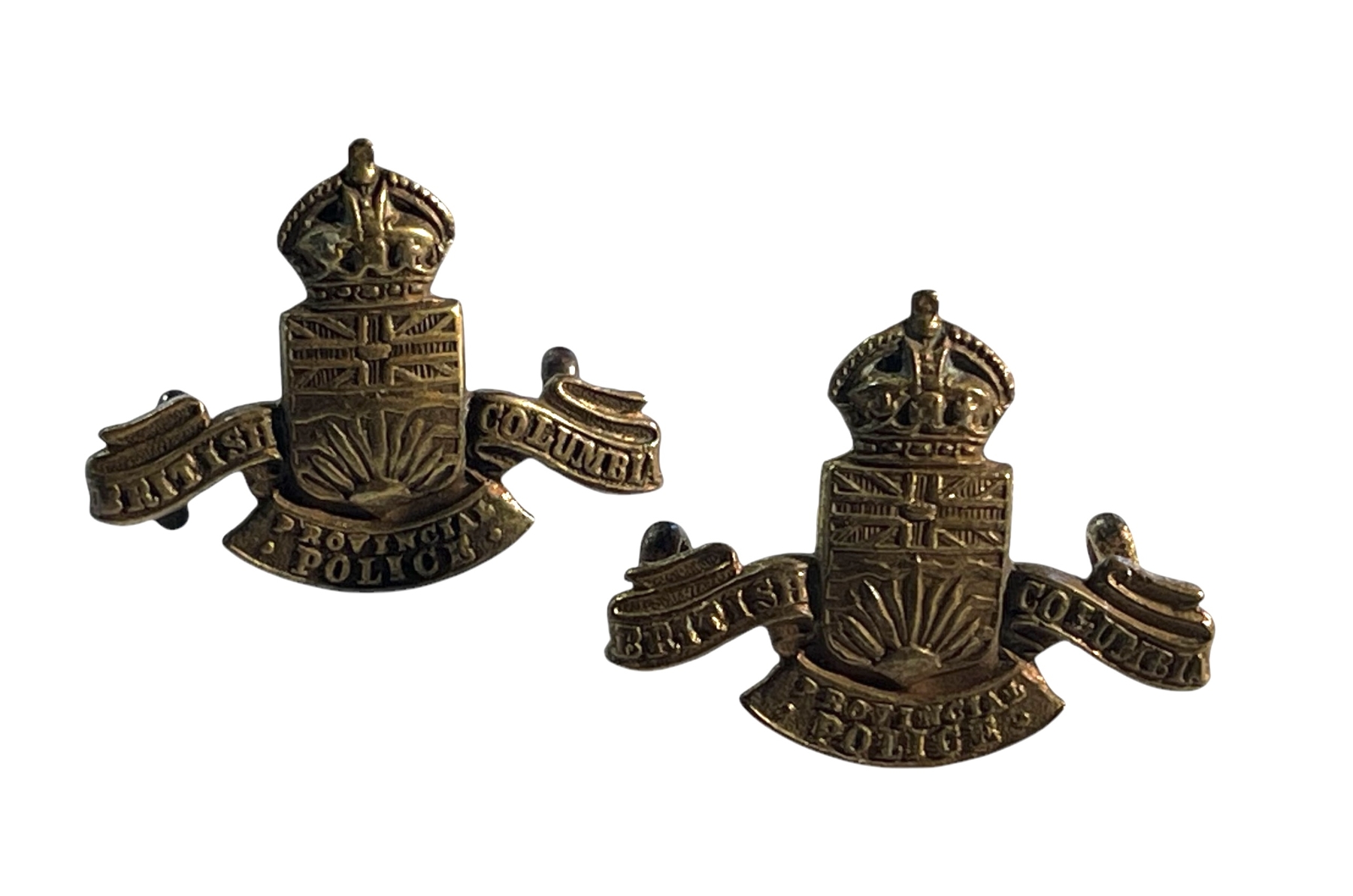 British Columbia Provincial Police Collar Badge Pair