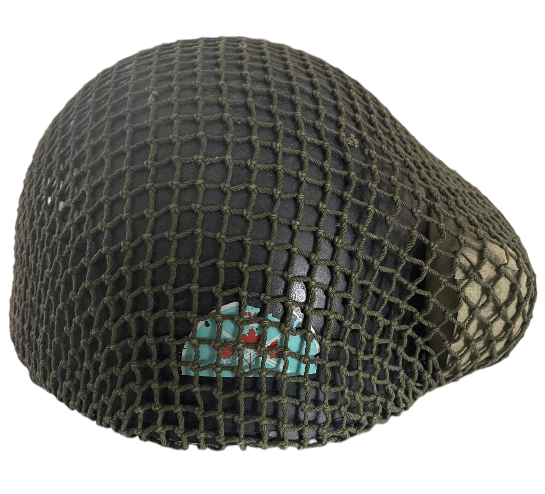 Canadian Paratrooper Combat Helmet with netting and gauze pack