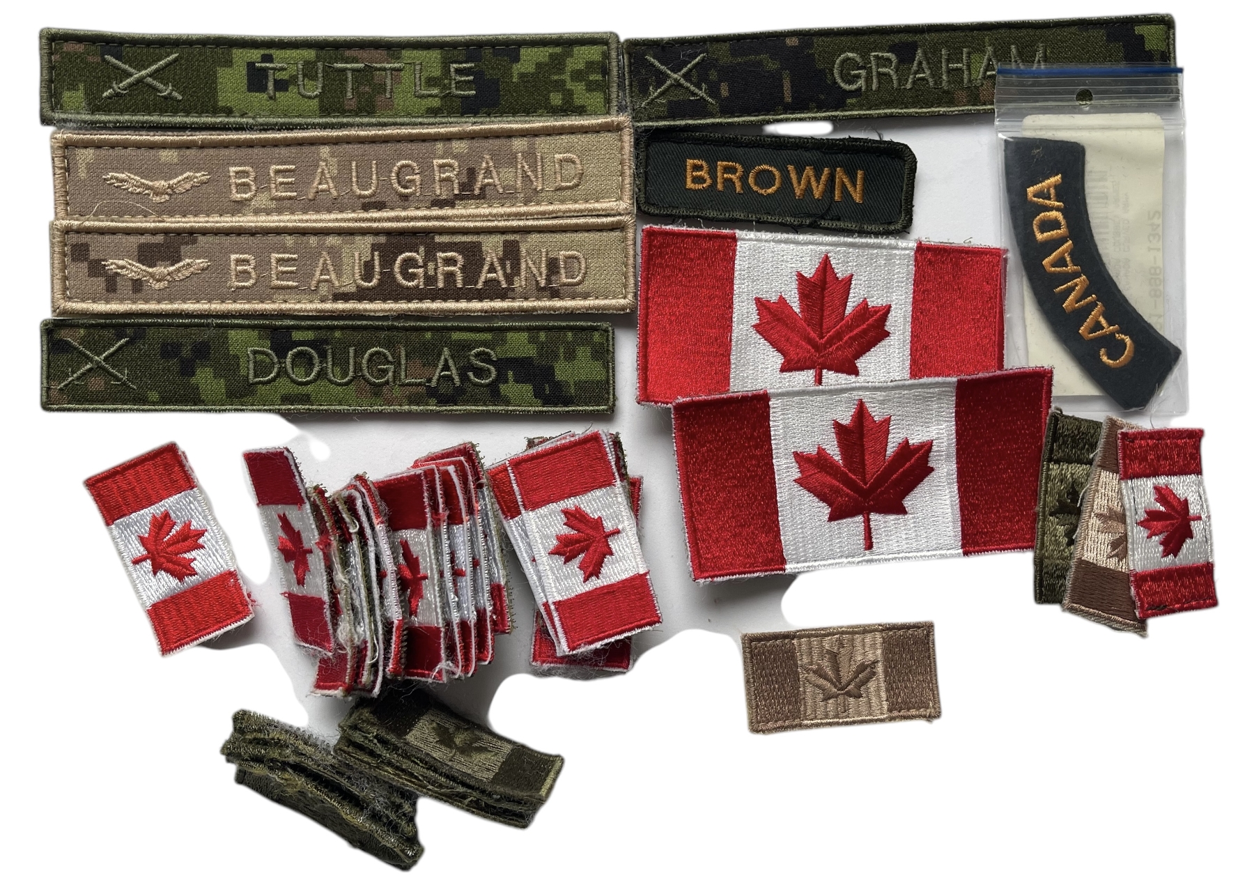 Modern Canadian Forces Name Tapes and Canada Flag Patches