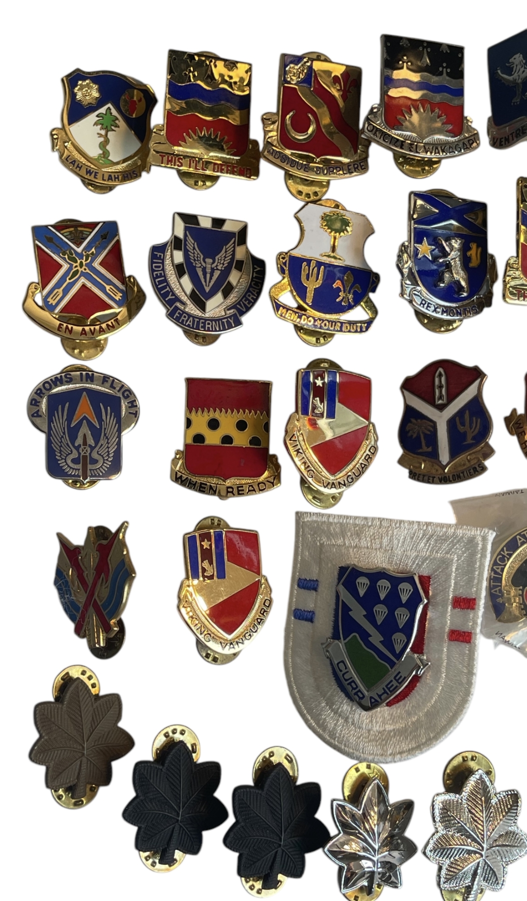 Lot of American Distinctive Unit Insignia (Di Pins) and Collar Rank ...