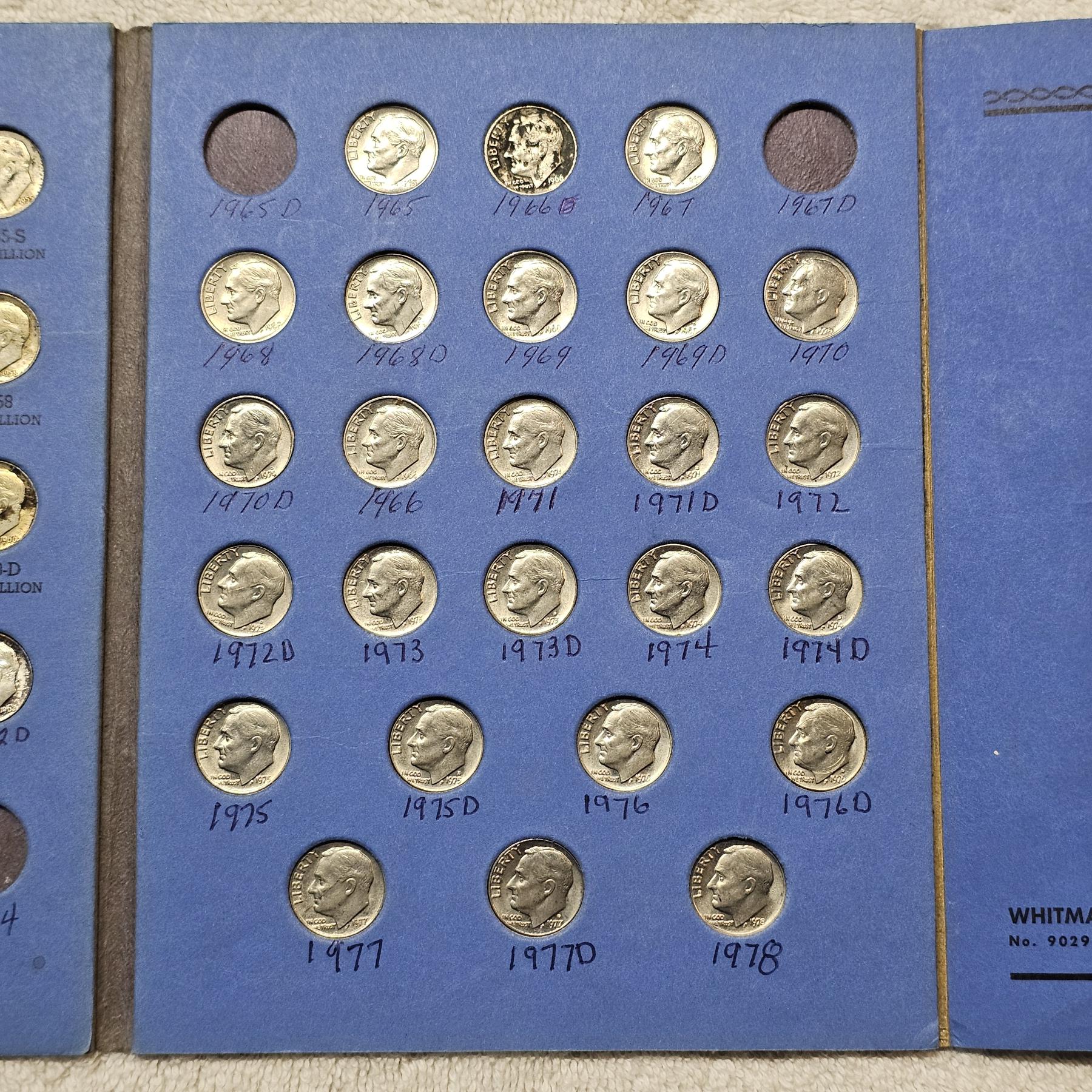 Partially Filled Vintage Whitman #9029 Coin Folder for Roosevelt Dimes ...