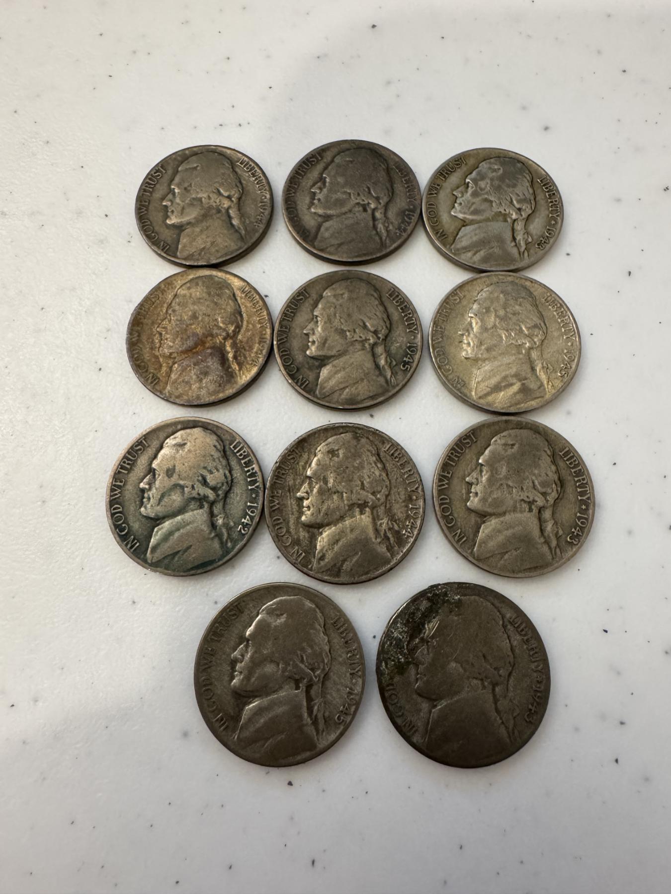11 - United States Jefferson Silver Nickels - World War II - 1940's ...
