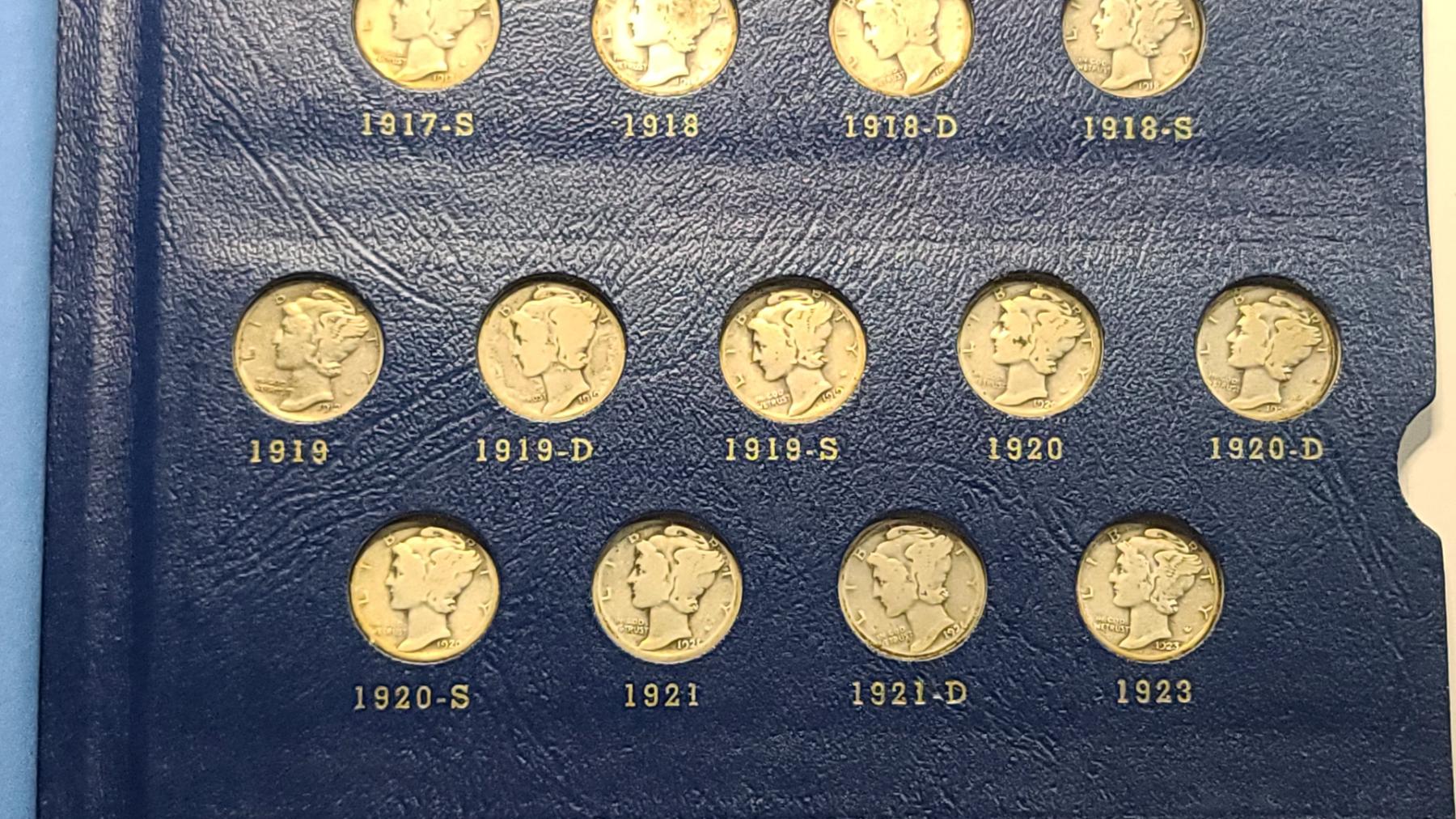 Whitman 1916-1945 90% Silver Mercury Dime Coin Collection Album - Face ...