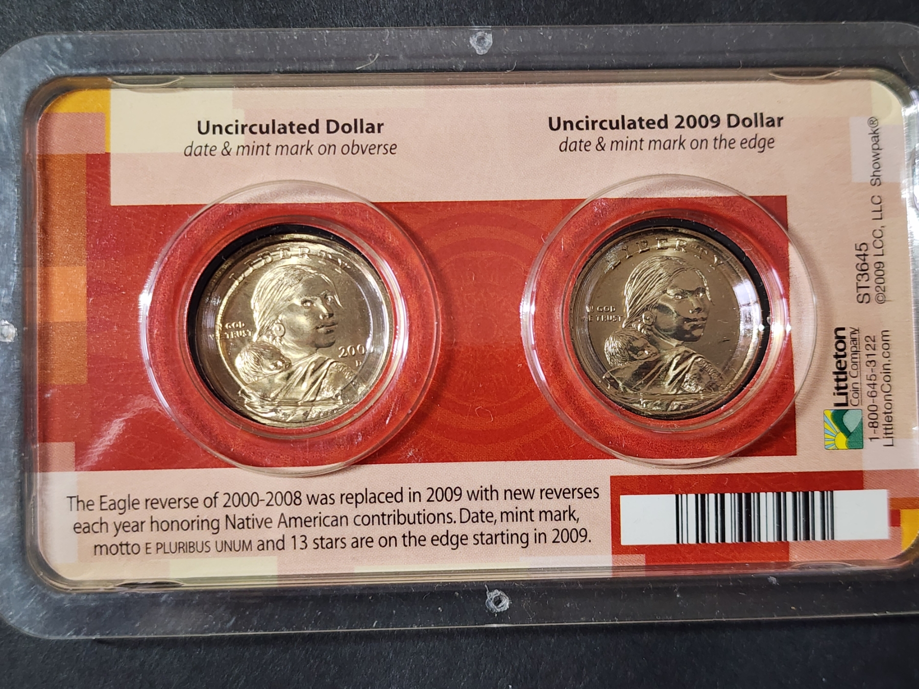 5 Sets - Uncirculated "Old & New Design" Sacagawea Dollar Sets - FV: $10 - Bosley Auctioneers