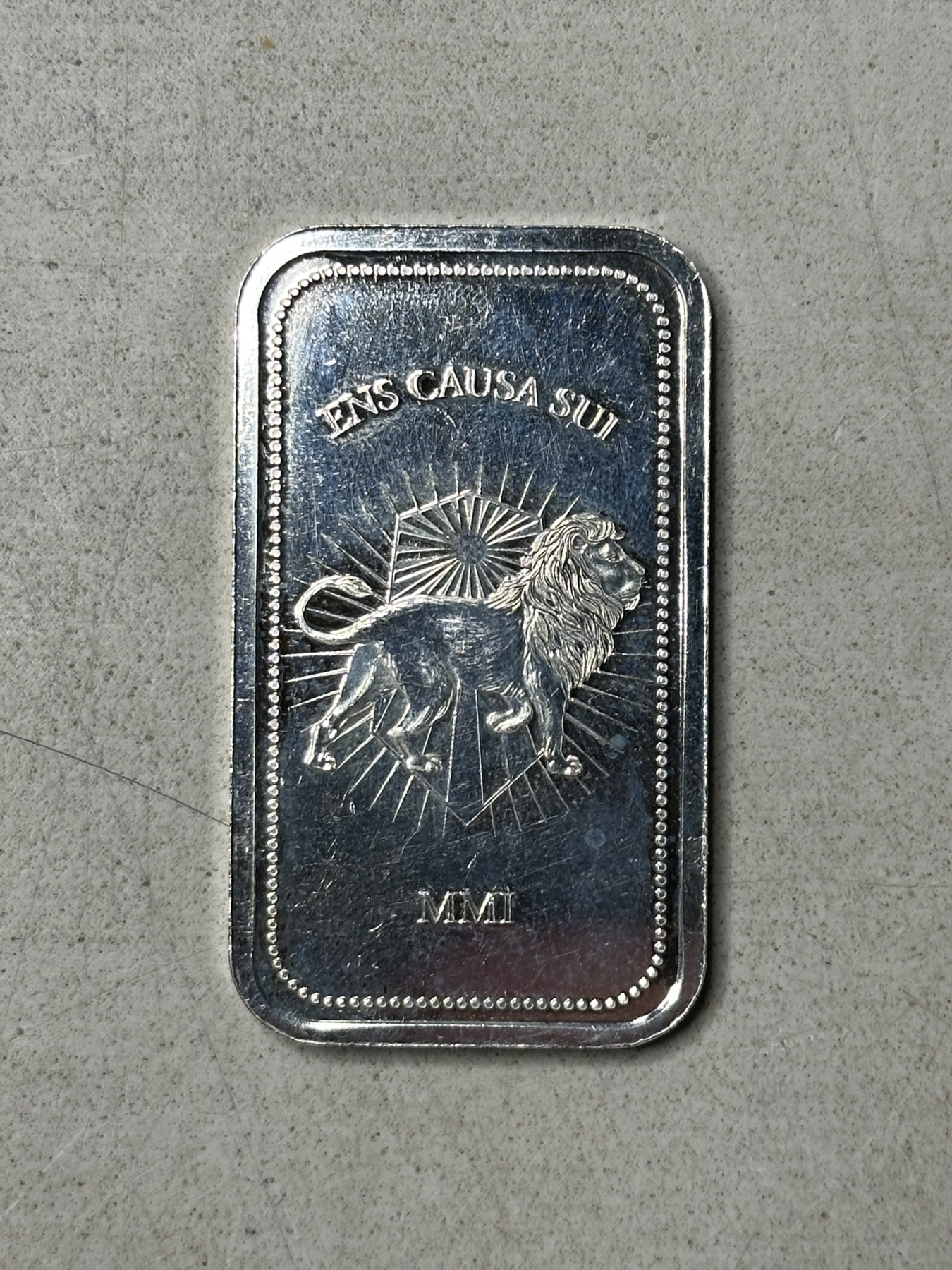 John Wick Ens Causa Sui Continental Bar 1 oz Silver .999 Fine Lion ...