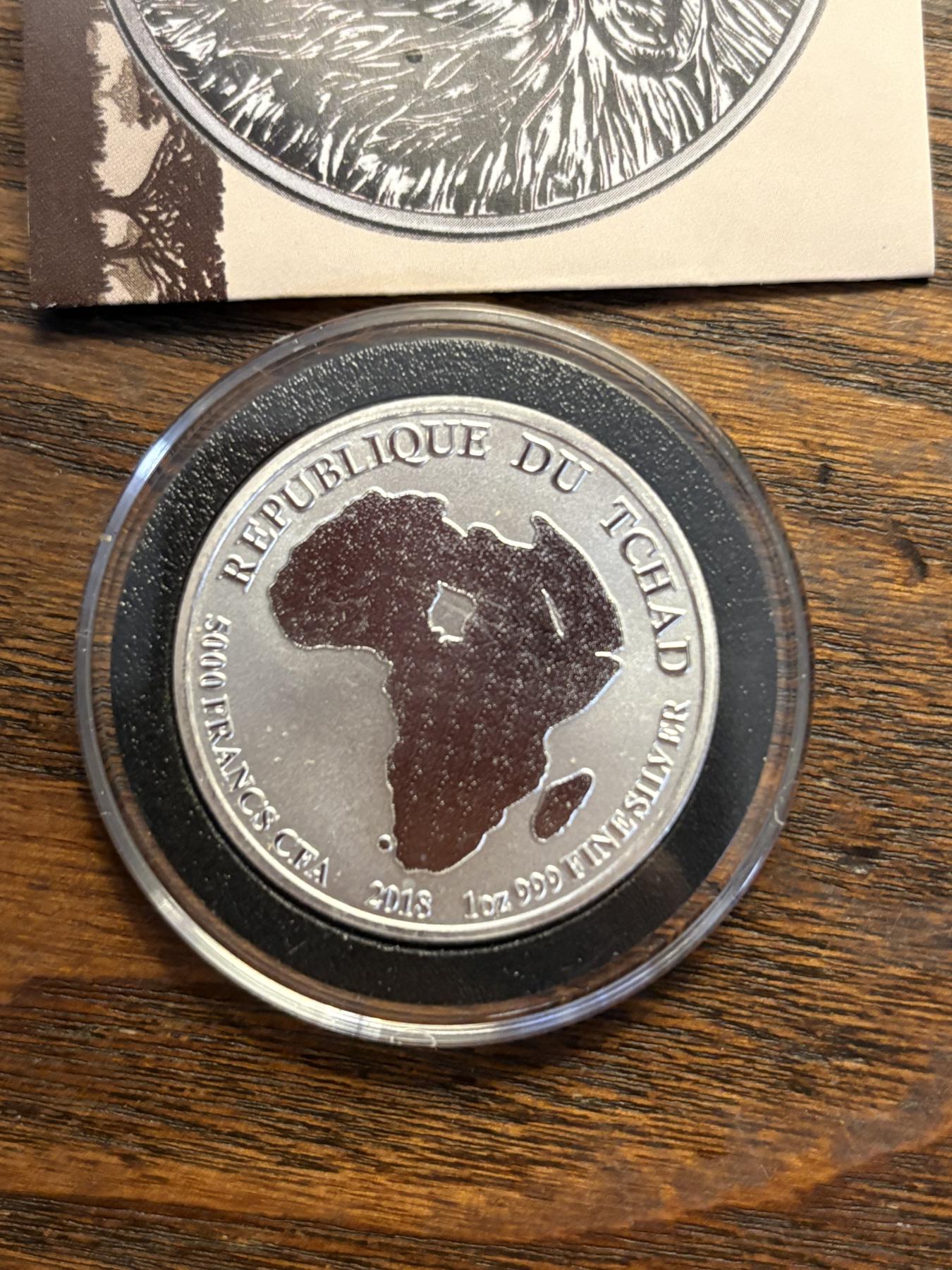 1 Ounce Fine Silver - 2018 African Lion Coin - 5000 Francs CFA - With ...