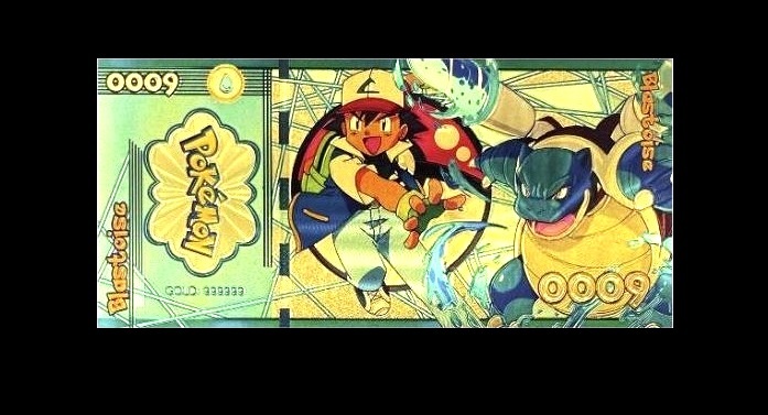 Pure 24k .999 Gold Foil POKEMON "BLASTOISE" Note - Mint - NEW SERIES ...