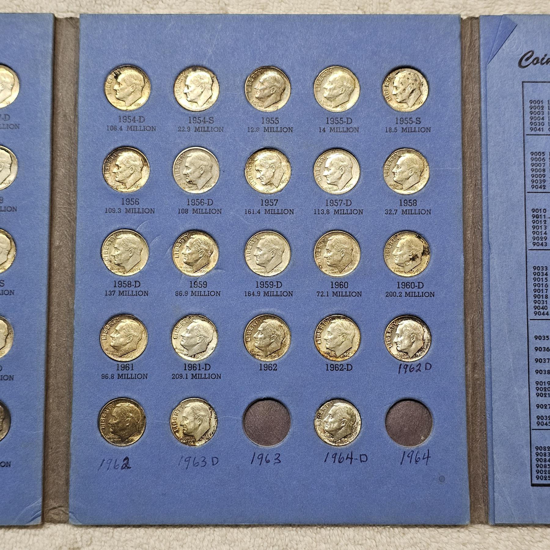 Partially Filled Vintage Whitman #9029 Coin Folder for Roosevelt Dimes ...